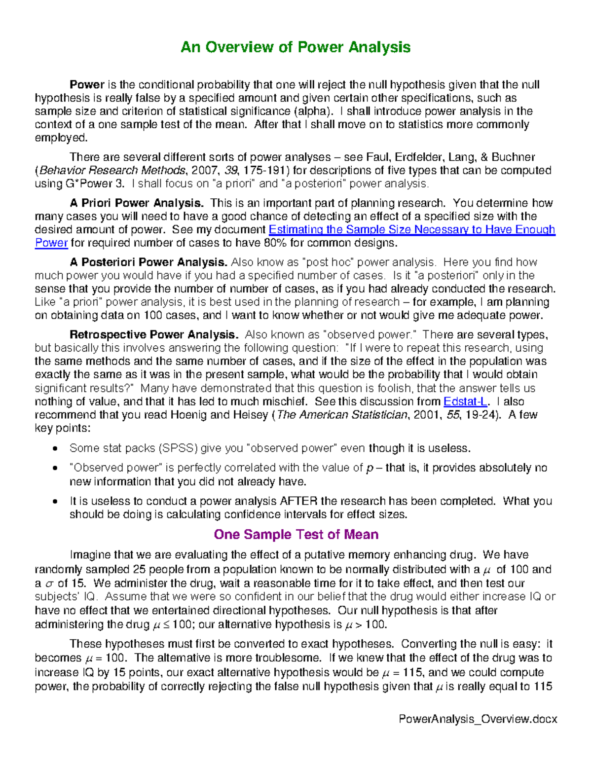 Power Analysis Overview - An Overview of Power Analysis Power is the ...