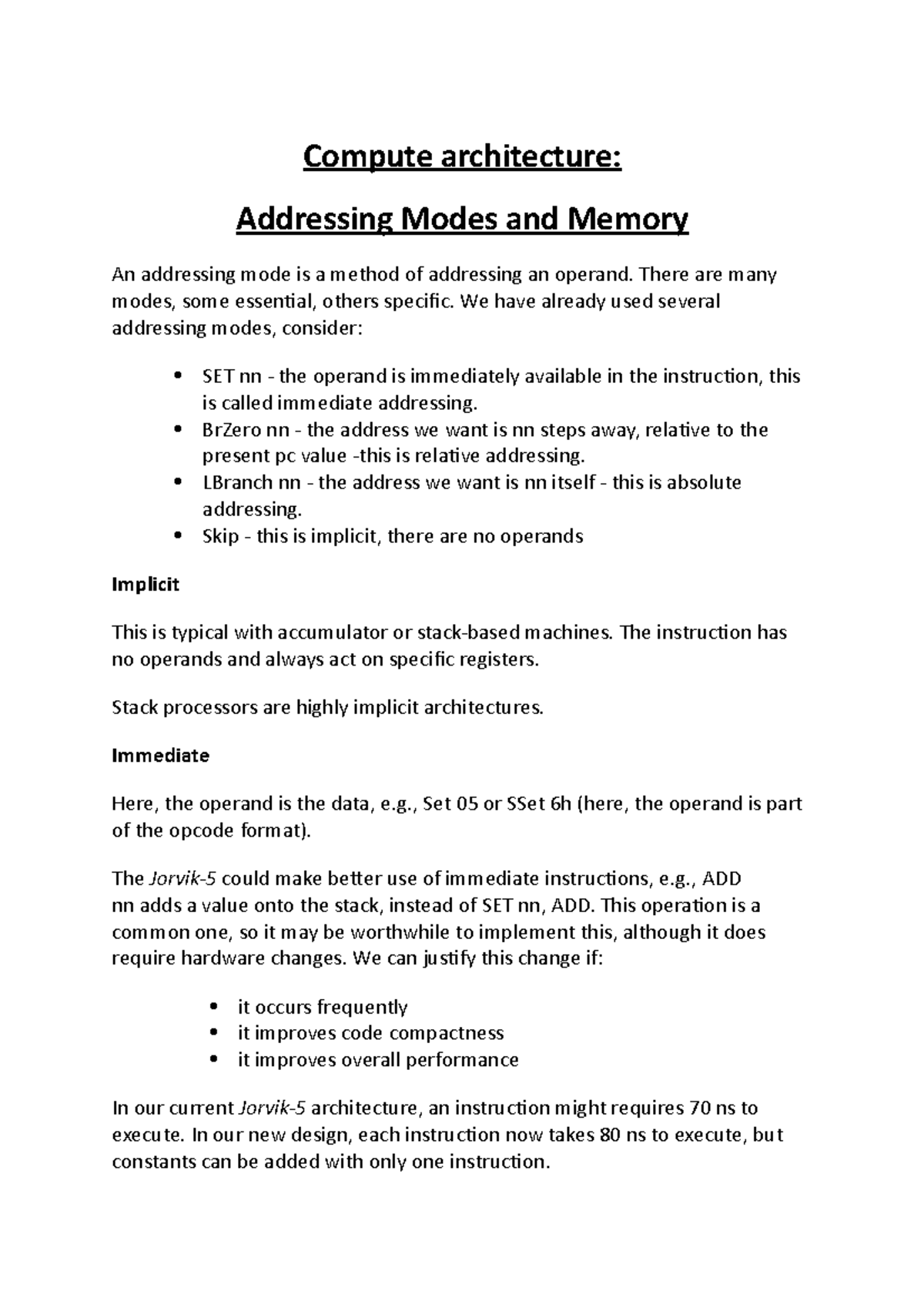 Compute architecture - Addressing Modes and Memory - COMP1509 - GRE - Studocu