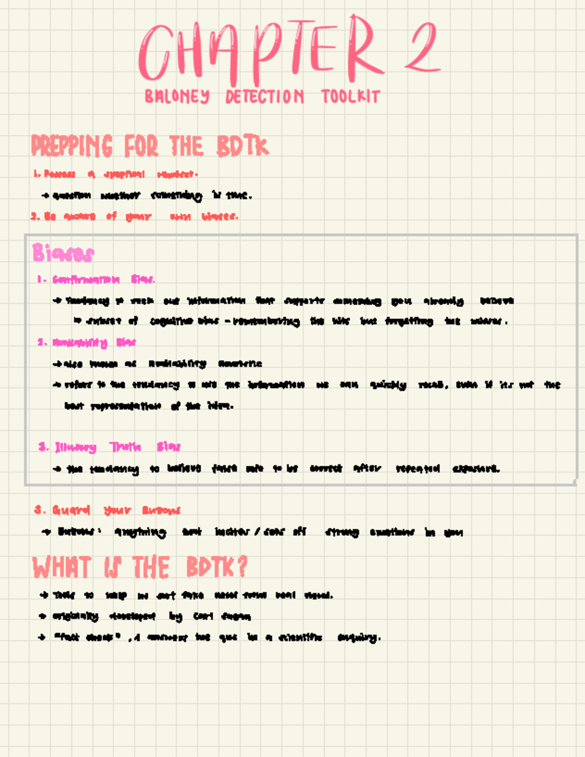 HSI1000 LO2 BTDK notes - PREPPING FOR THE BDTK 1. Possess a Skeptical ...