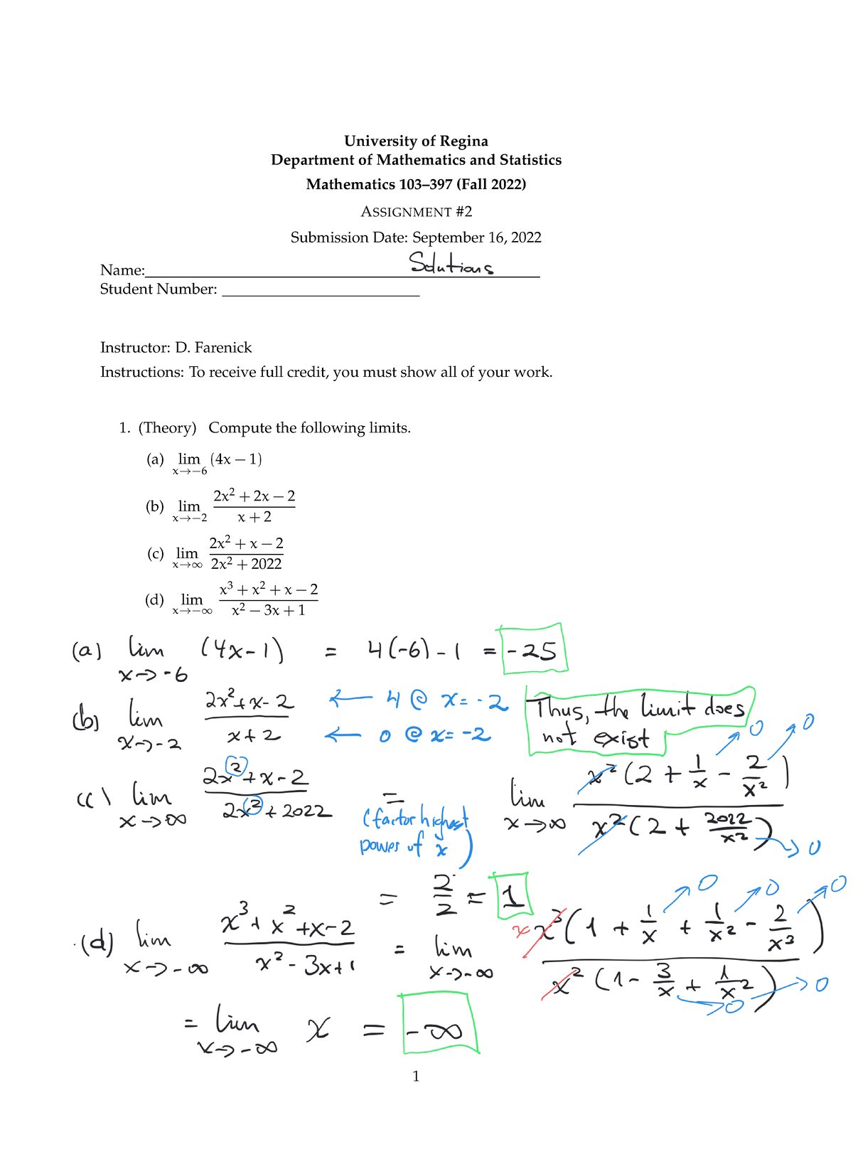 M103-397-202230-A2 Solutions - University of Regina Department of ...
