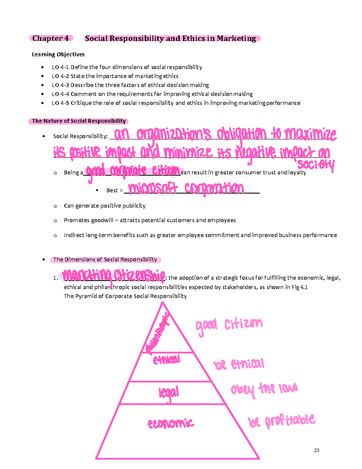 Chapter 4 Notes - Chapter 4 Social Responsibility and Ethics in ...