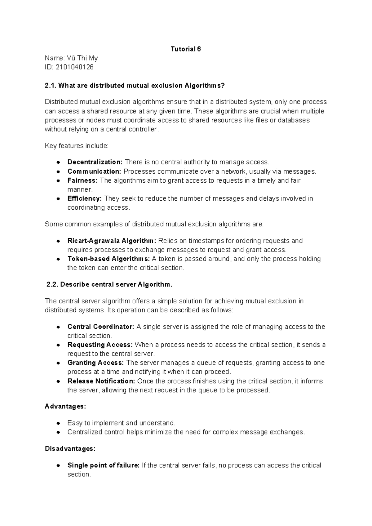 DSY - Tut06 - 2101040126 - Vũ Thị My - Tutorial 6 Name: Vũ Thị My ID: 2101040126 2. What are ...