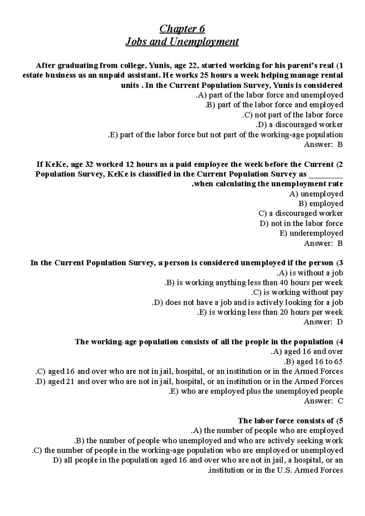 Q-unemployment - Useful for lectures - Chapter 6 Jobs and Unemployment ...