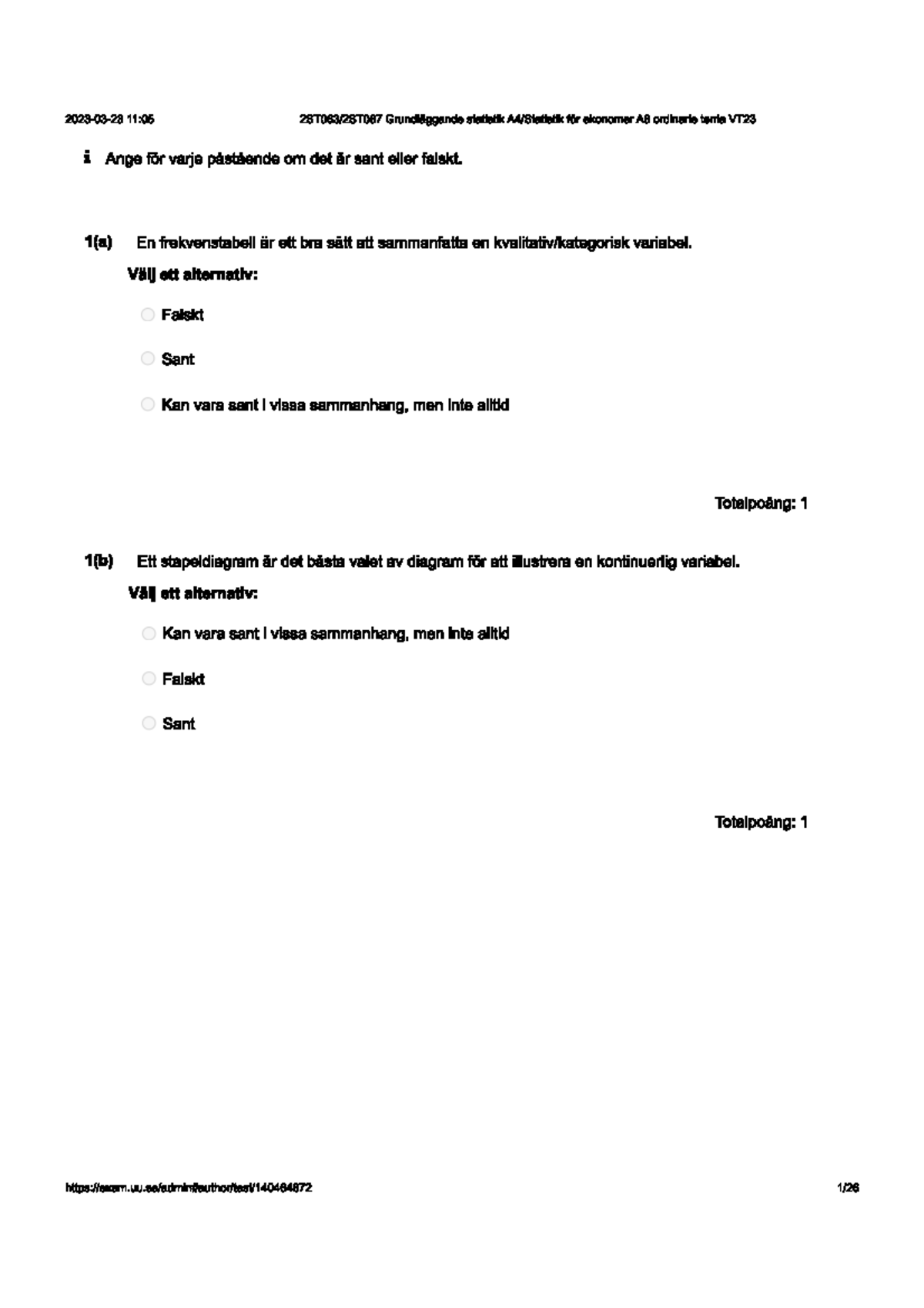 A4A8 Tentor 2023 vt - 2ST063 - Studocu