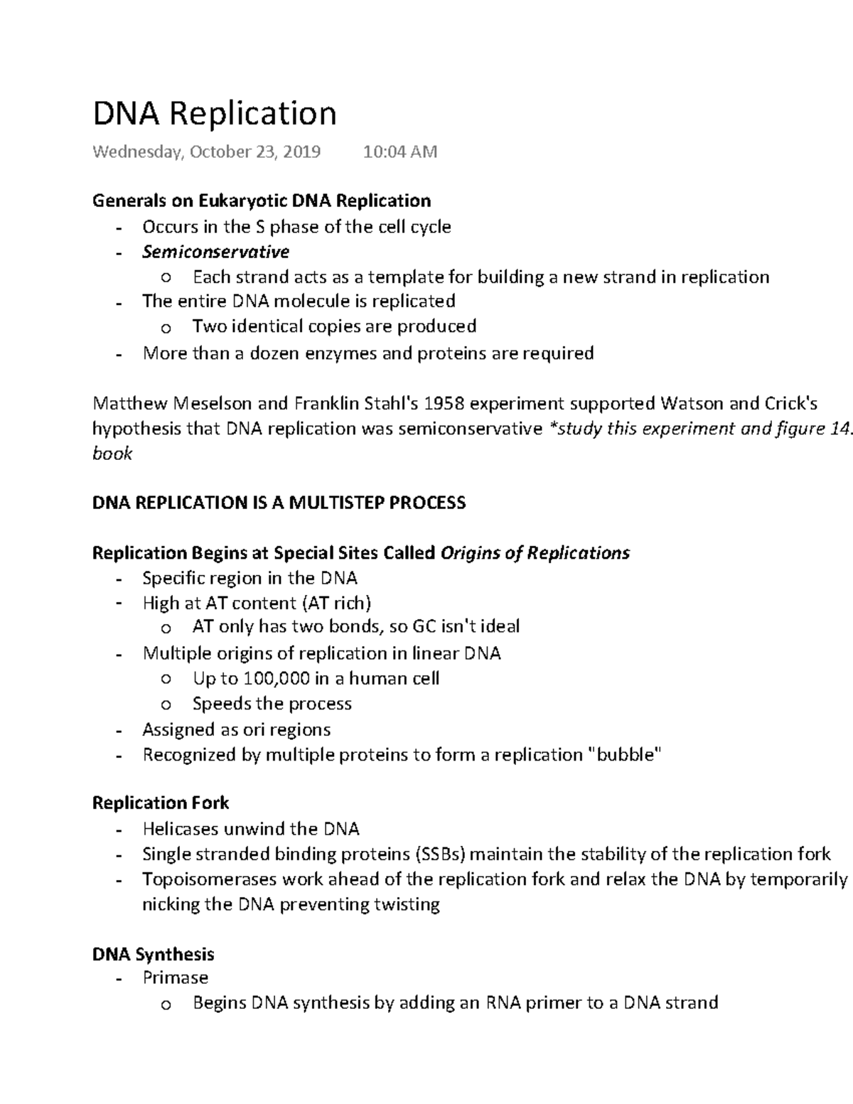 DNA Replication - book DNA REPLICATION IS A MULTISTEP PROCESS ...
