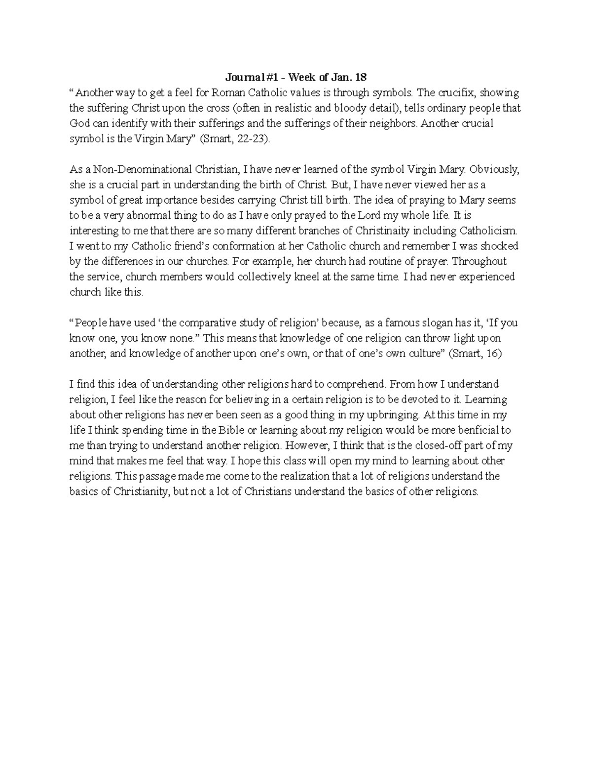 Native American RELI Journal Entry 1 - Journal #1 - Week of Jan. 18 ...