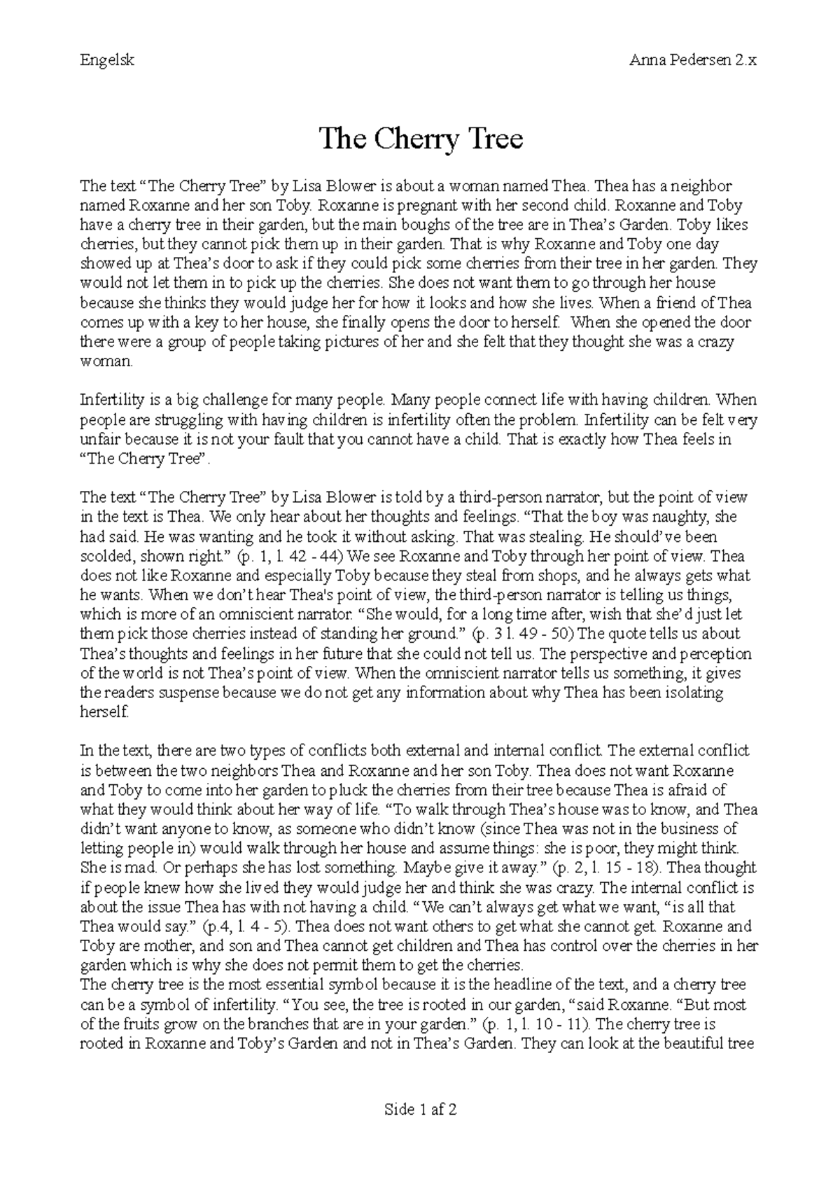 The Cherry Tree - Assignment 5B - Non-fiction Write a short summary of ...