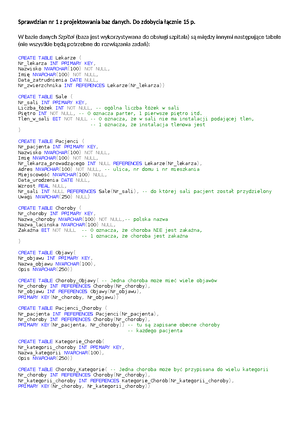 Sprawdzian 1 - Przykładowy sprawdzian nr 1 z projektowania baz danych ...