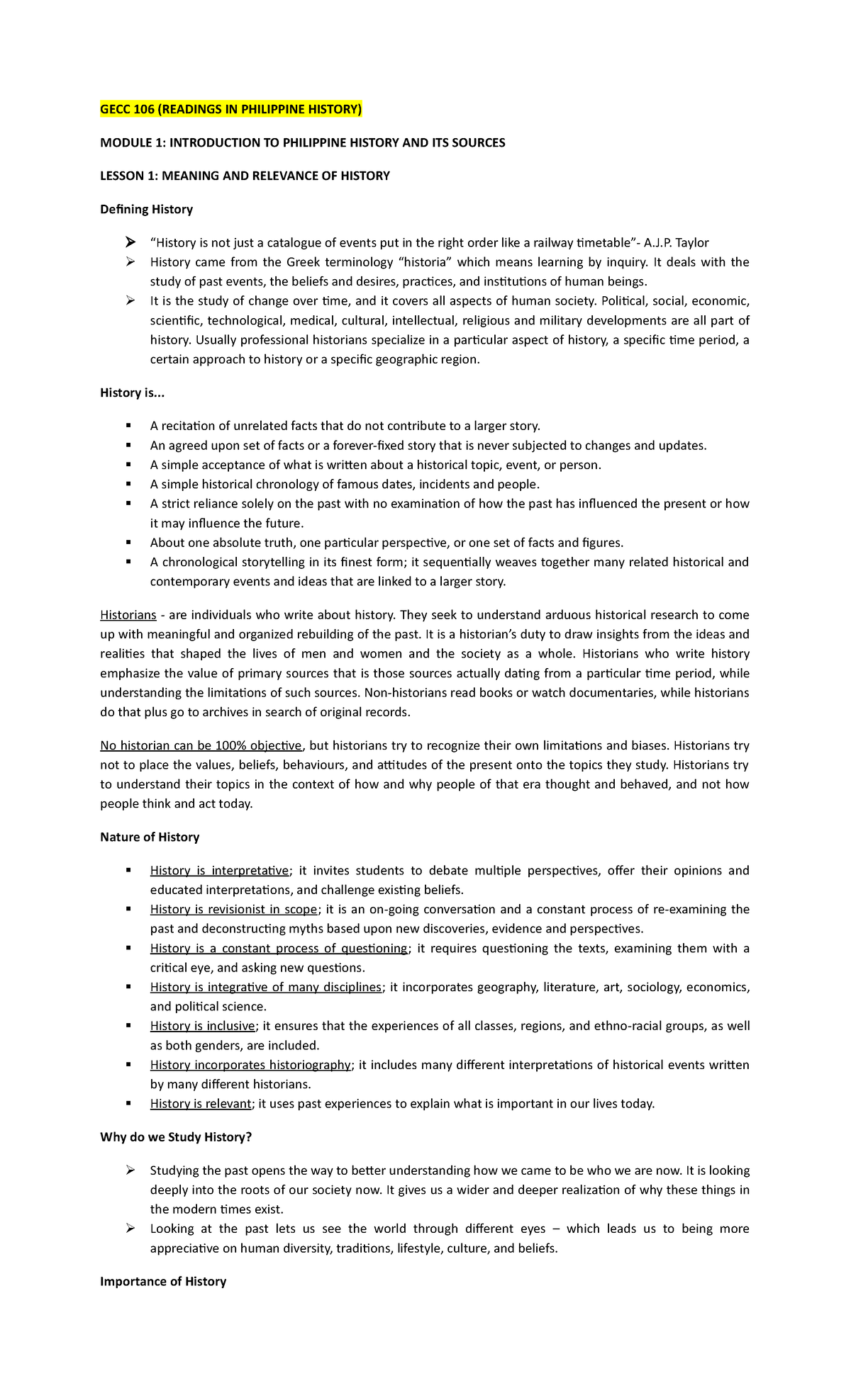 Readings in PH History - GECC 106 (READINGS IN PHILIPPINE HISTORY ...