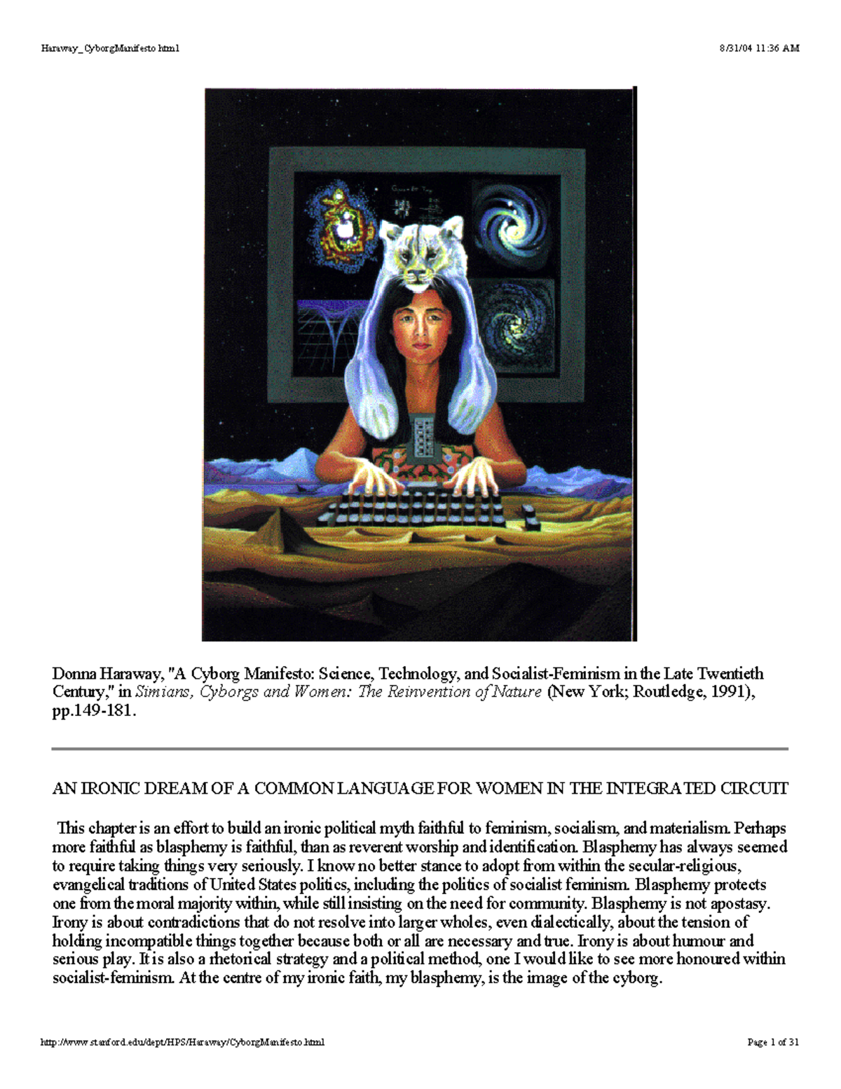 68471447-Cyborg-Manifesto - Donna Haraway, "A Cyborg Manifesto: Science ...