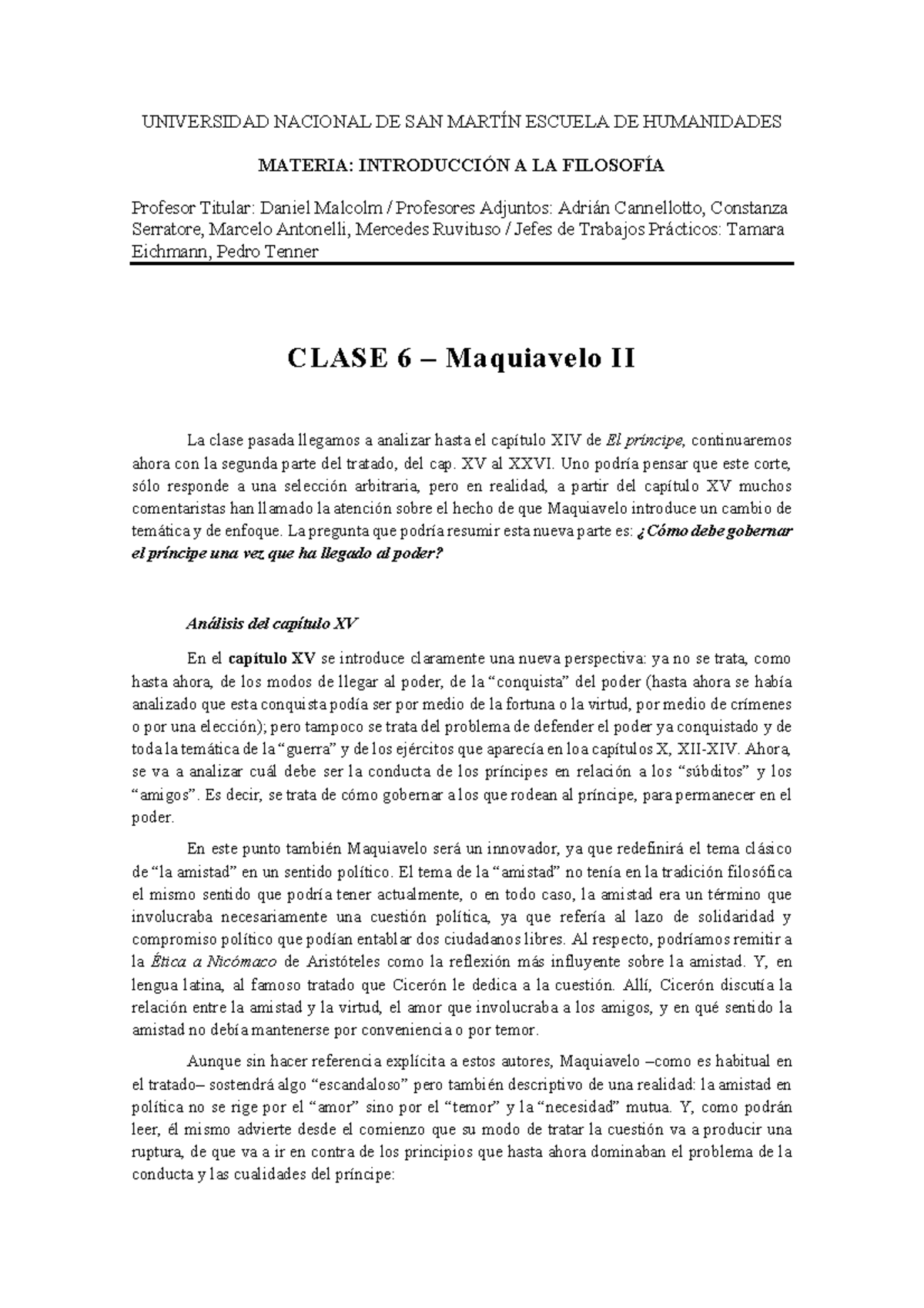 Apunte de Clase Teórica Maquiavelo II - Warning: TT: undefined function: 32 Warning: TT ...