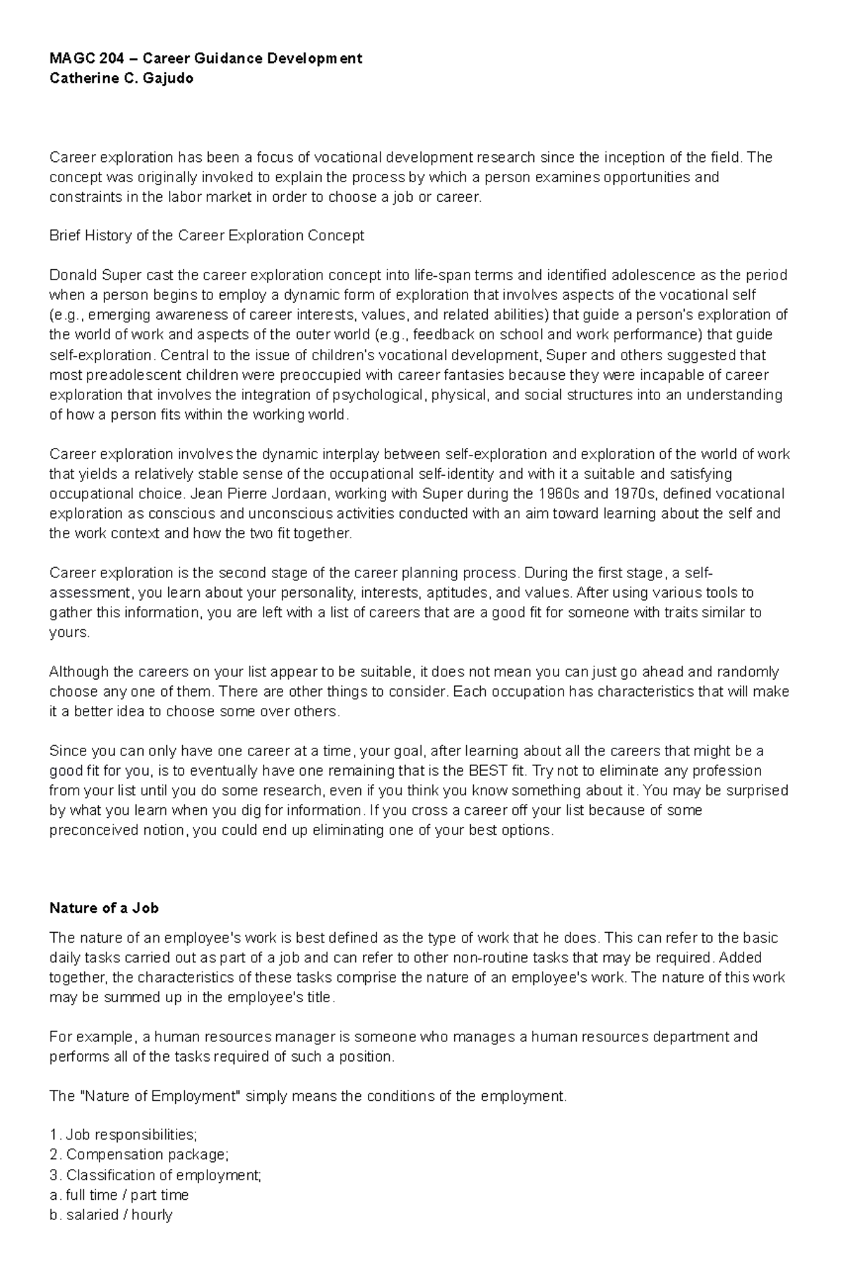 Career exploration - Masters of Education in Guidance and Counseling ...