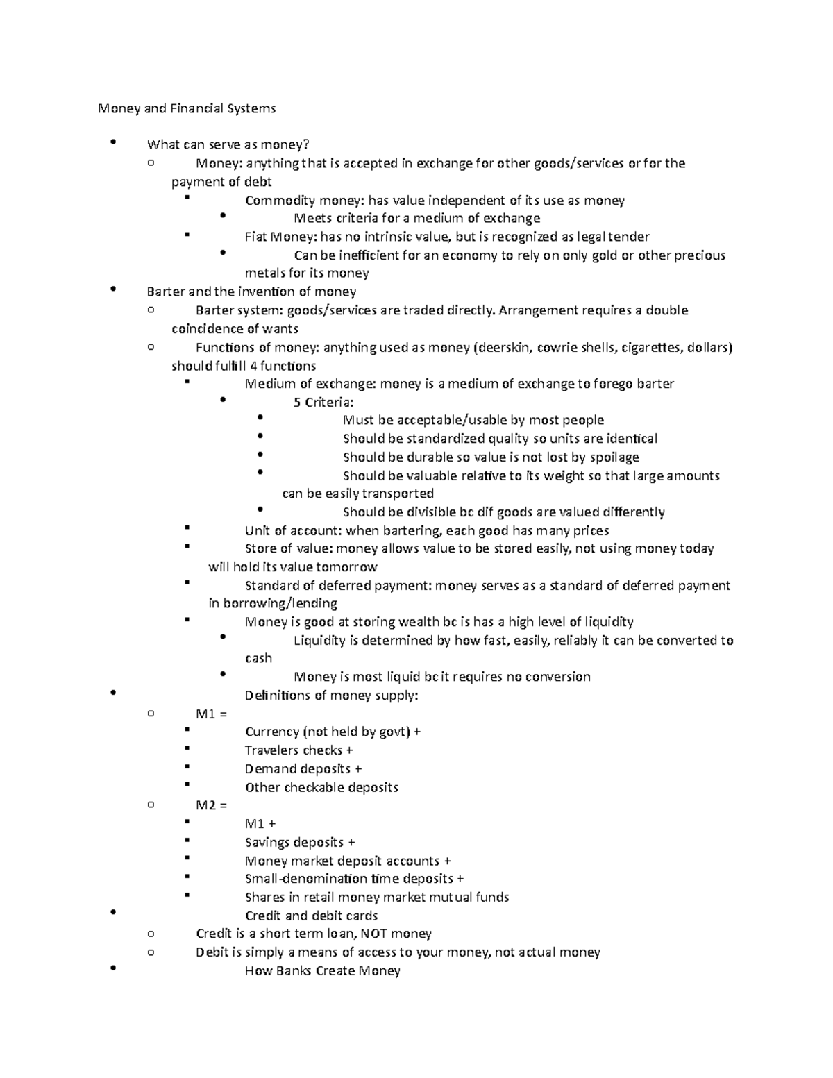 Chapter 14 (Money and Financial Systems) - Lecture notes 6 - Money and ...