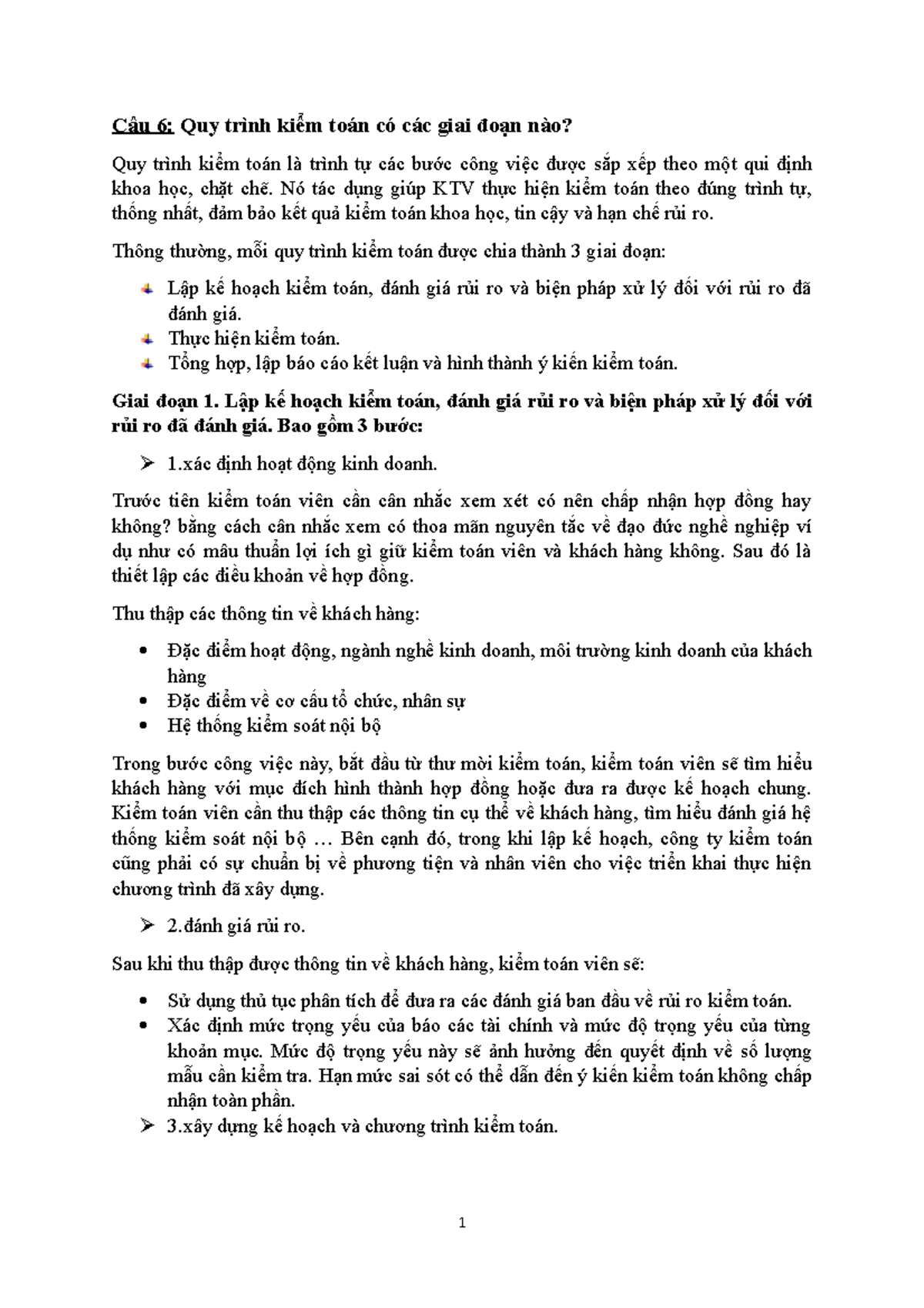 Câu 6 Quy trình kiểm toán có các gai đoạn nào - Câu 6: Quy tr椃nh ki ऀm to愃Ān có c愃Āc giai đoạn ...