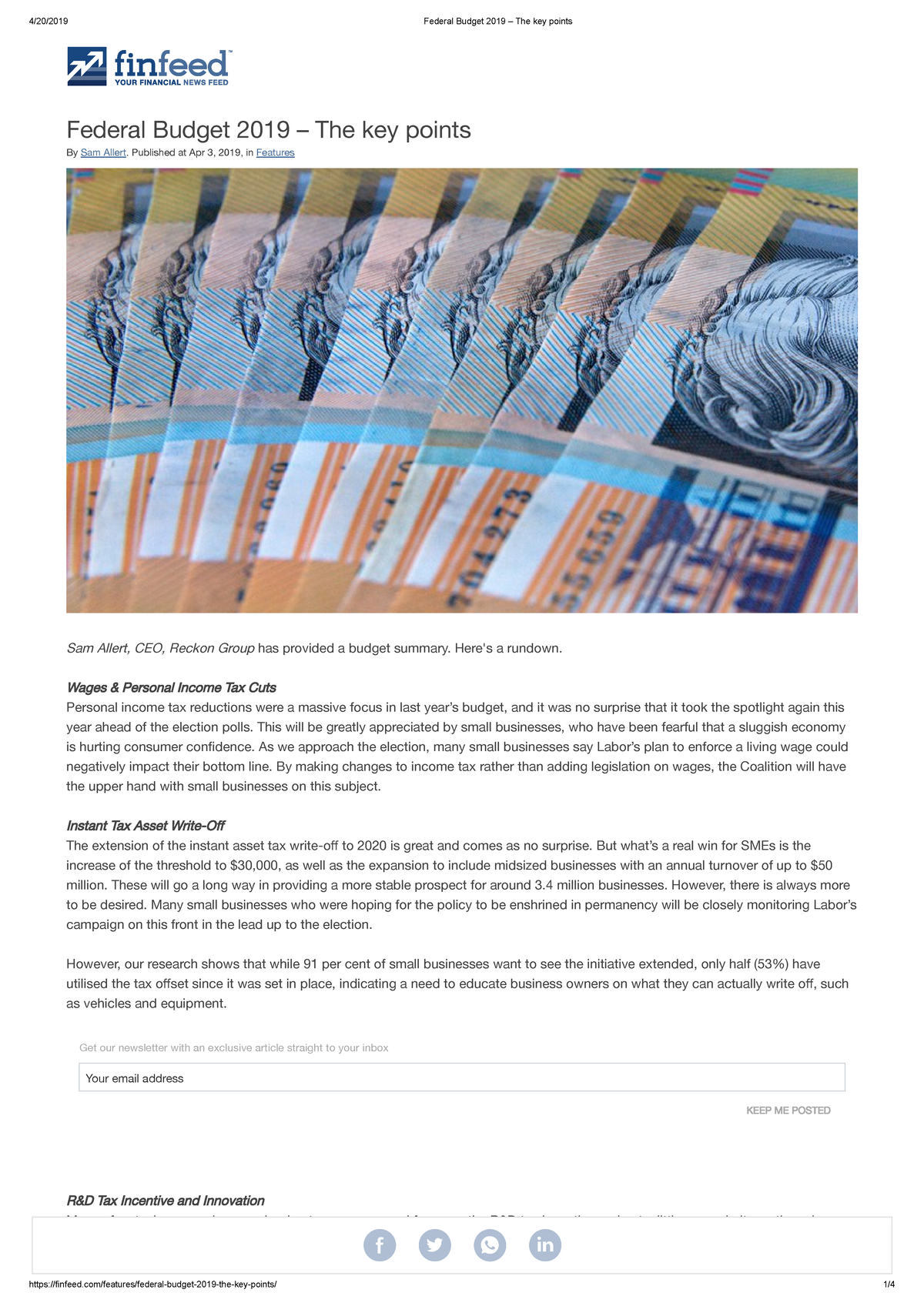 Federal Budget 2019 – The key points - Federal Budget 2019 – The key ...