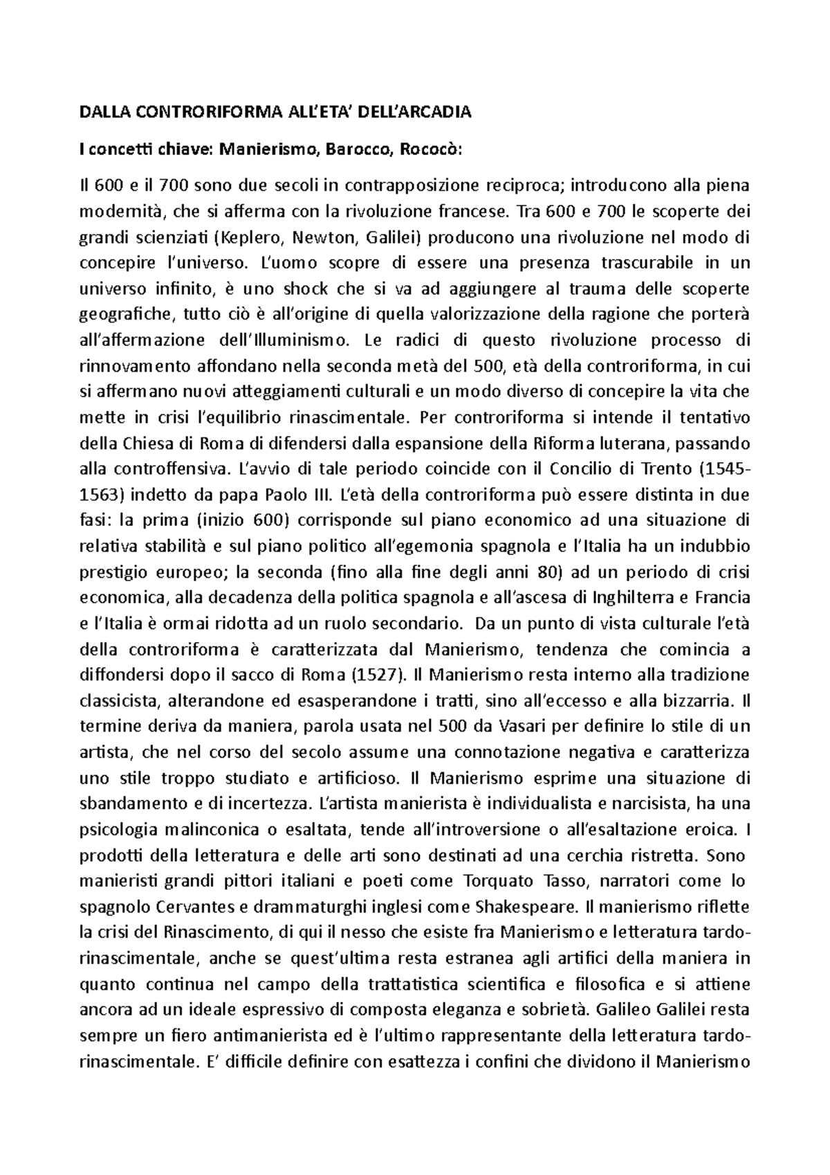 Manierismo, Barocco e Rococò - DALLA CONTRORIFORMA ALL’ETA’ DELL ...