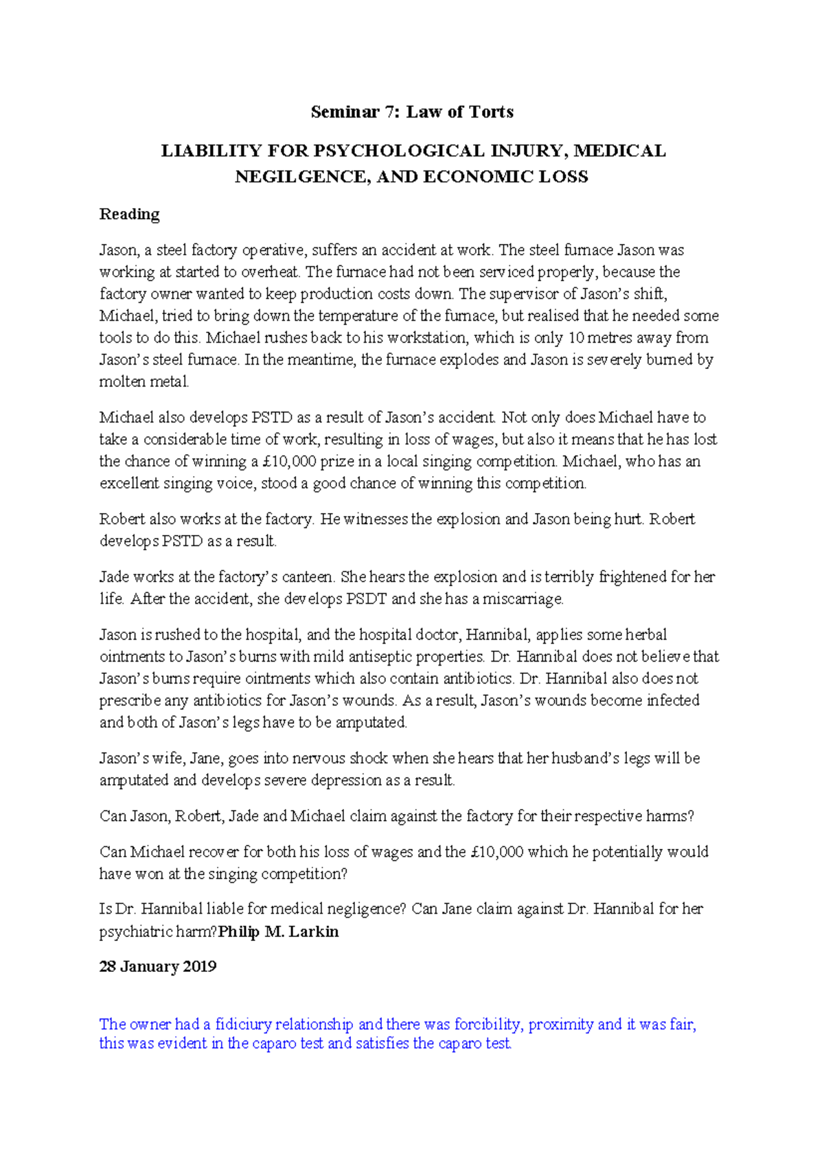 Tort Seminar 7 - Tort law notes on strict liability - Seminar 7: Law of ...