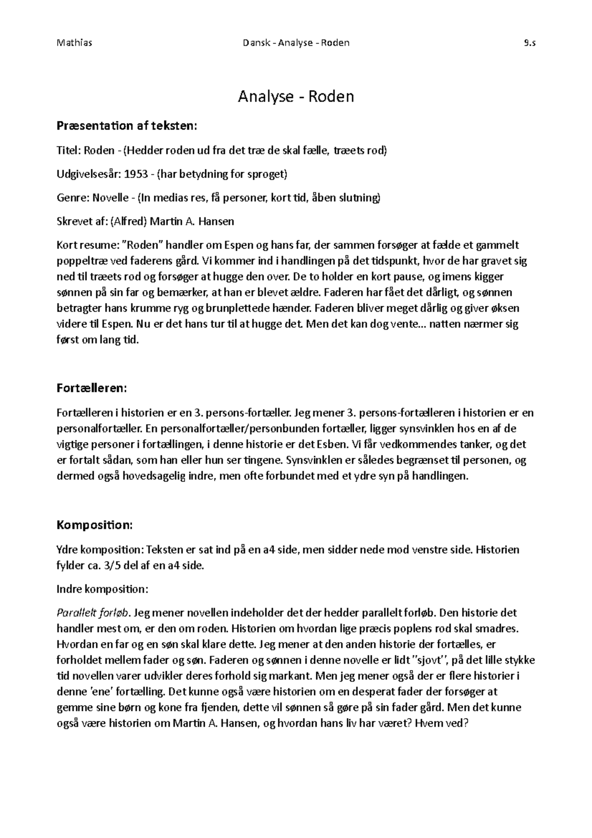 Analyse af roden V2 - af mig - Mathias Dansk - Analyse - Roden 9 ...