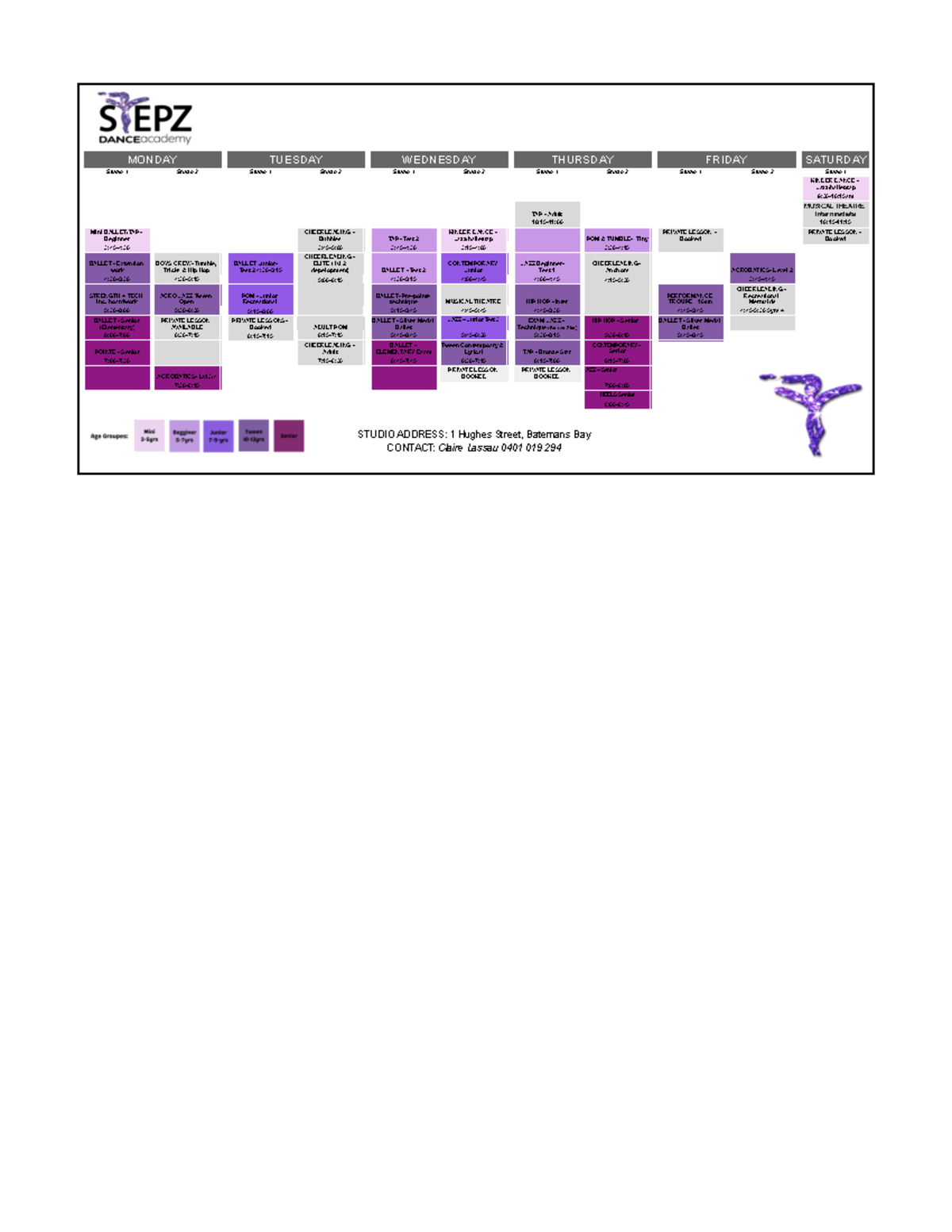 Timetable Batemans Bay 2024 - MONDAY TUESDAY WEDNESDAY THURSDAY FRIDAY ...