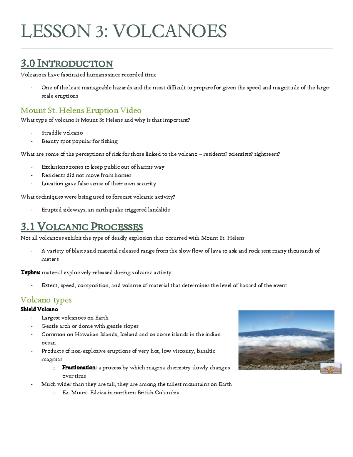 Risks and Disasters - Lesson 3 - LESSON 3: VOLCANOES 3. 0 INTRODUCTION ...