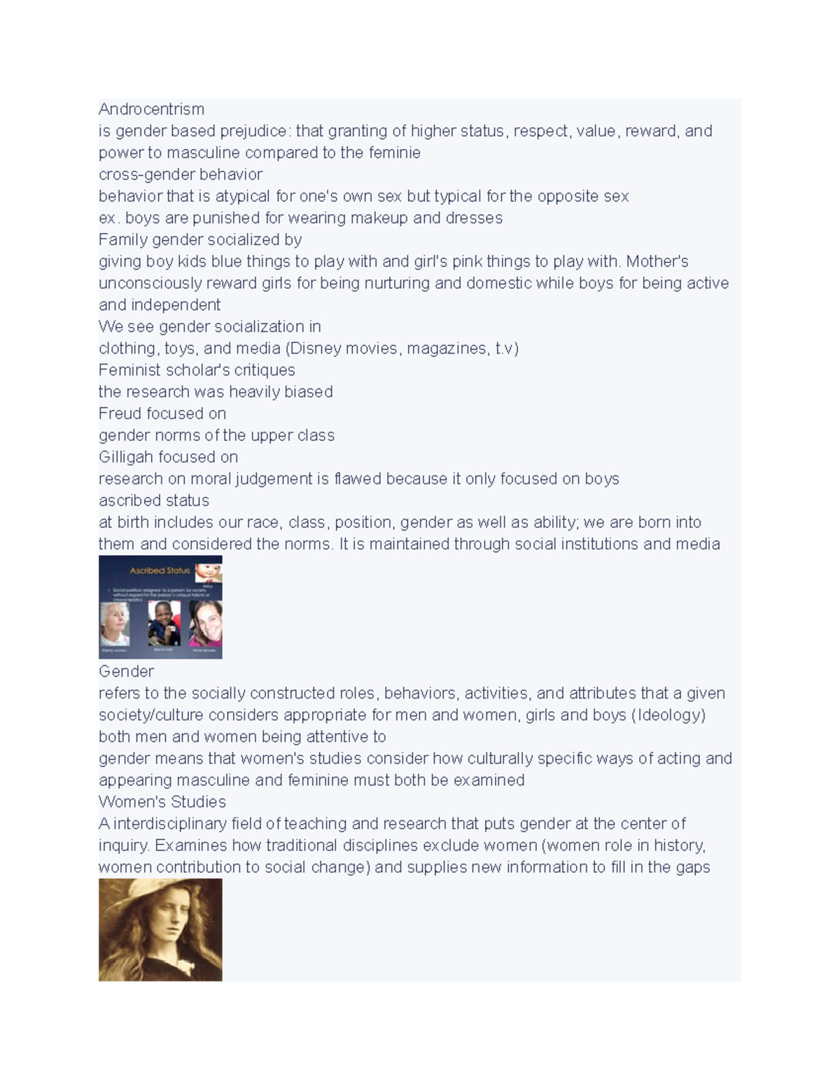 Androcentrism - on study guide - Androcentrism is gender based ...