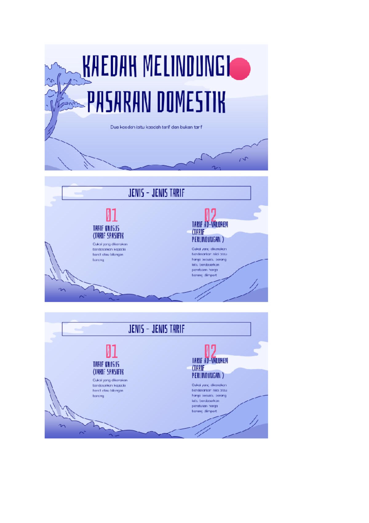 Kaedah tarif - ekonomi - Studocu