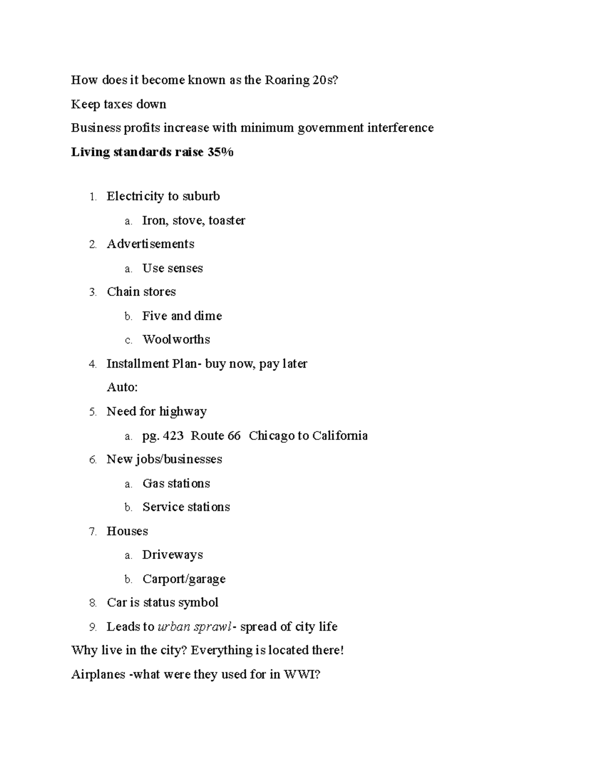 5-Roaring 20s Notes - How does it become known as the Roaring 20s? Keep ...