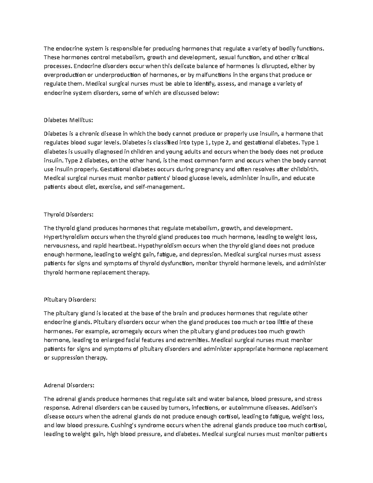 The endocrine system is responsible for producing hormones that ...