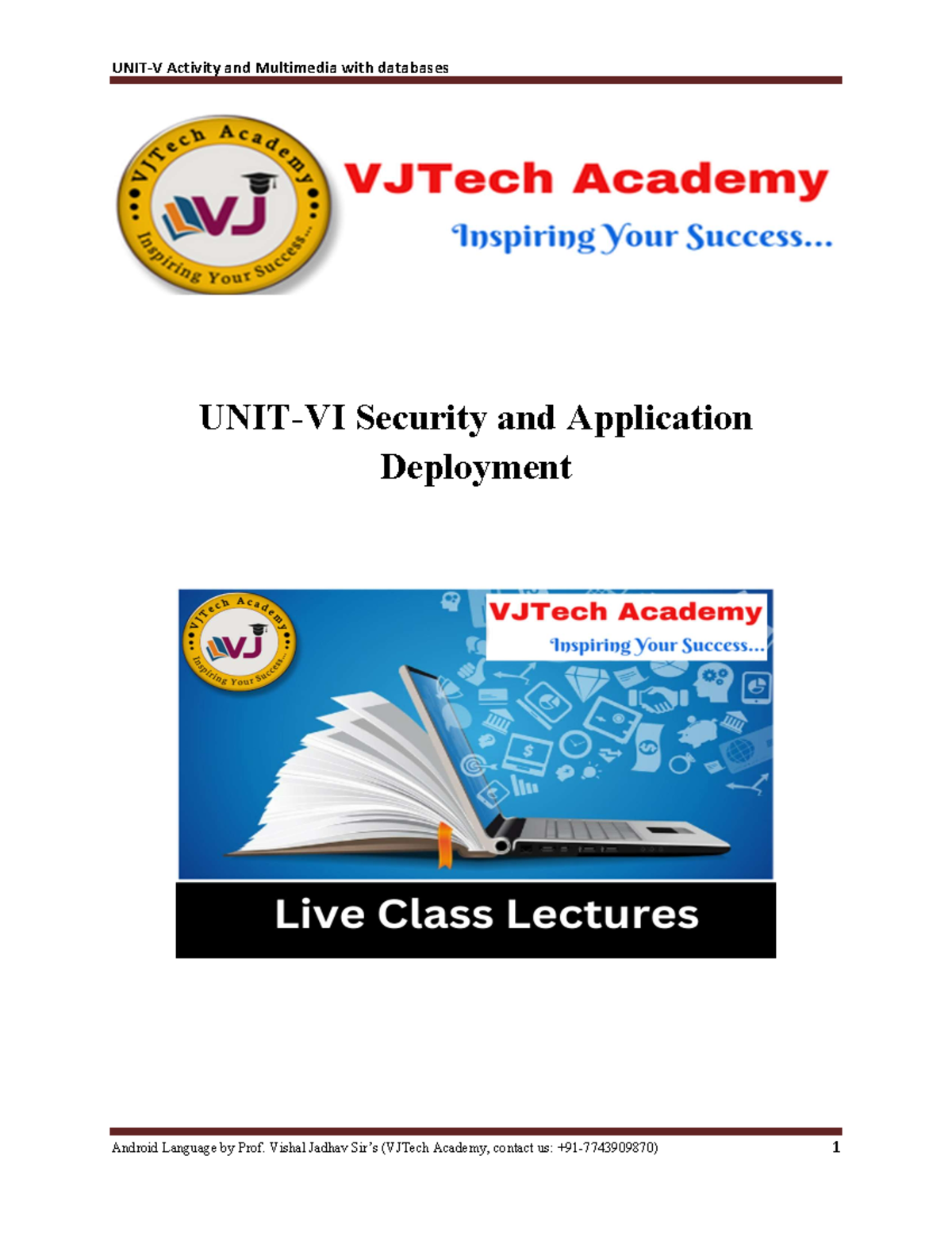 UNIT-VI Security and Application Deployment - UNIT-VI Security and ...