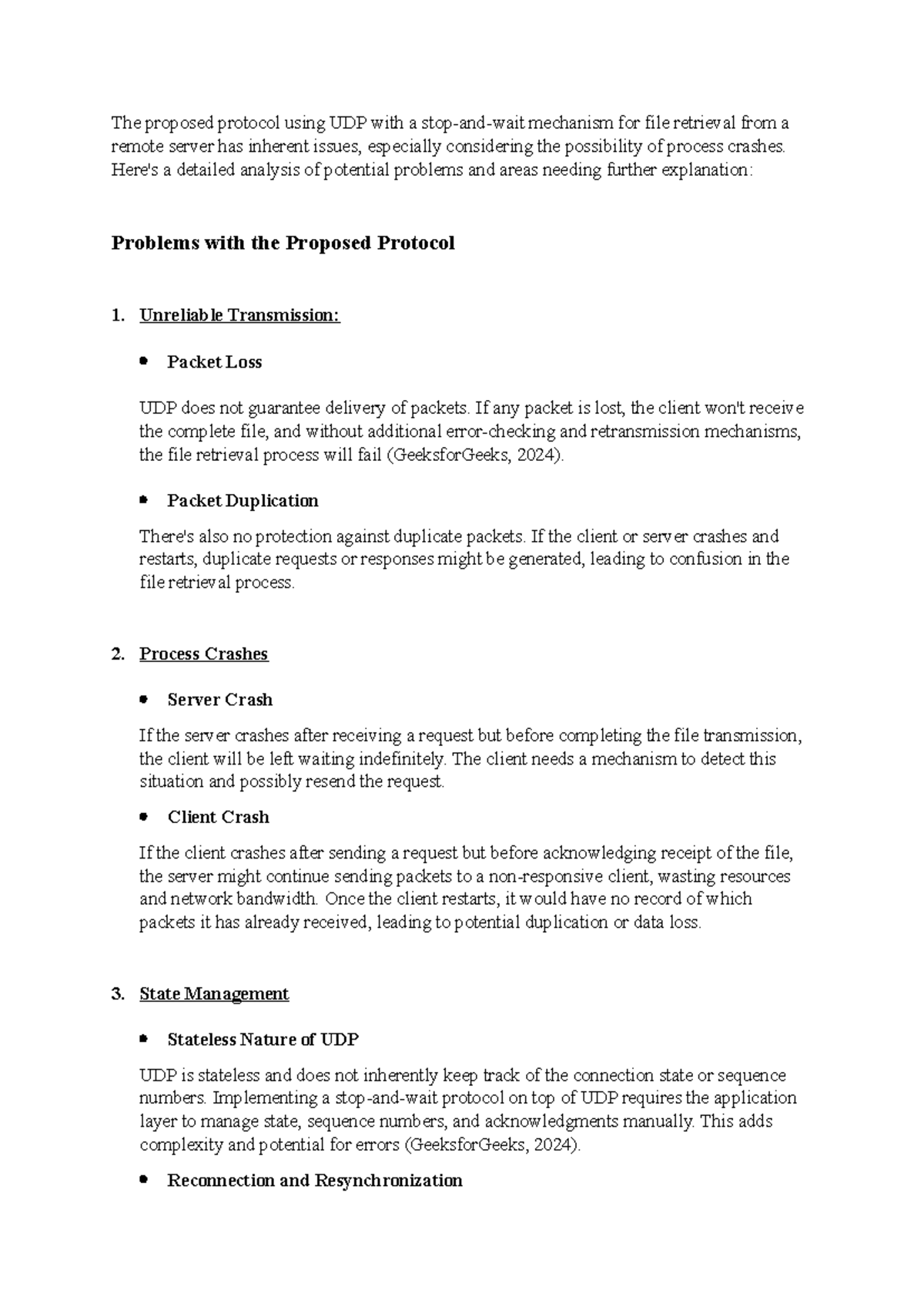 Cs2204 Written Assignment Unit 6 The Proposed Protocol Using Udp With