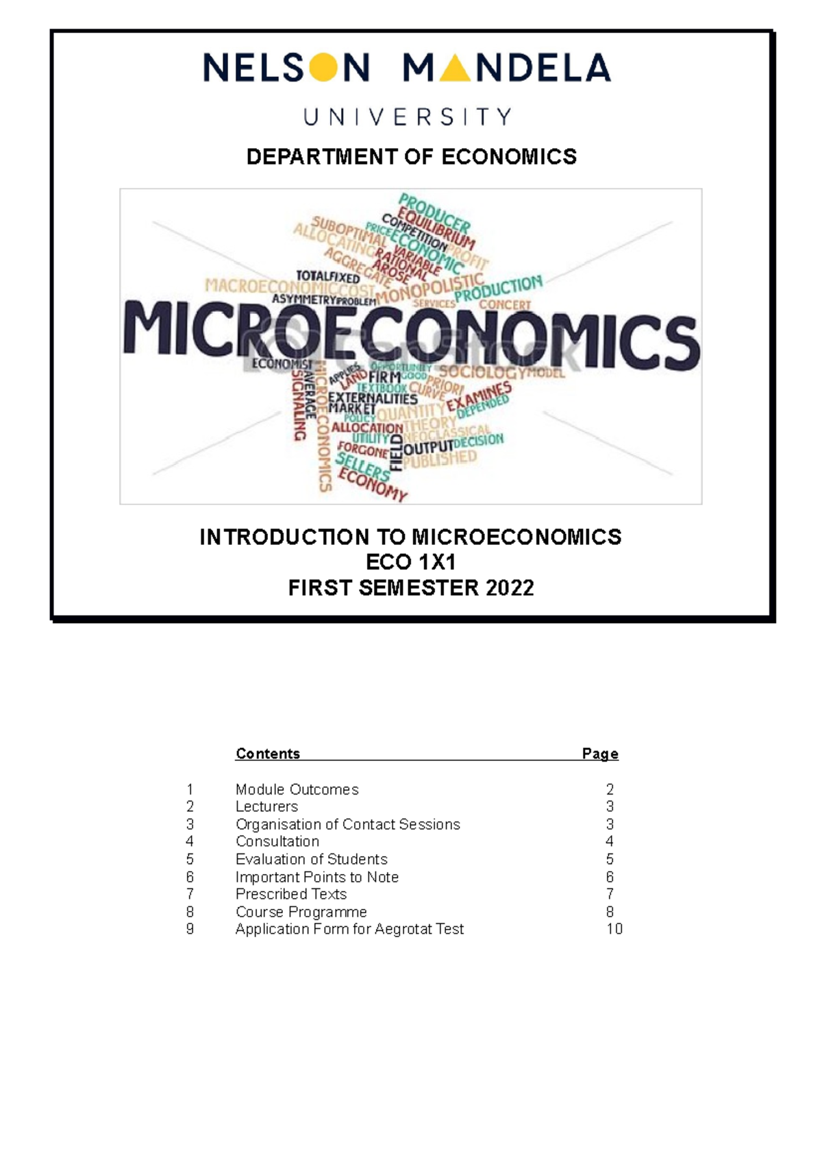 ECO 1X1 Module Outline 2022 - DEPARTMENT OF ECONOMICS - ECO 1X ...