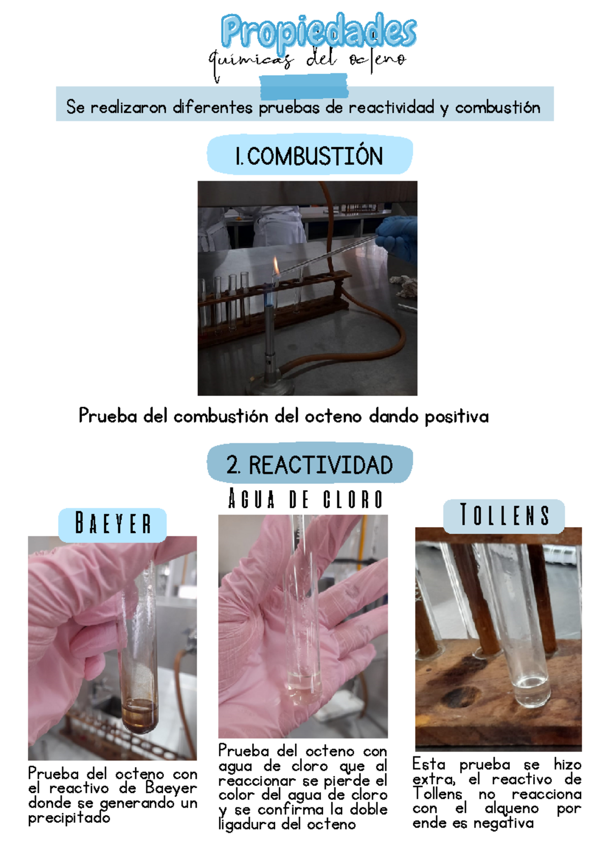 Propiedades físicas y químicas del octeno y acetileno - químicas del ...