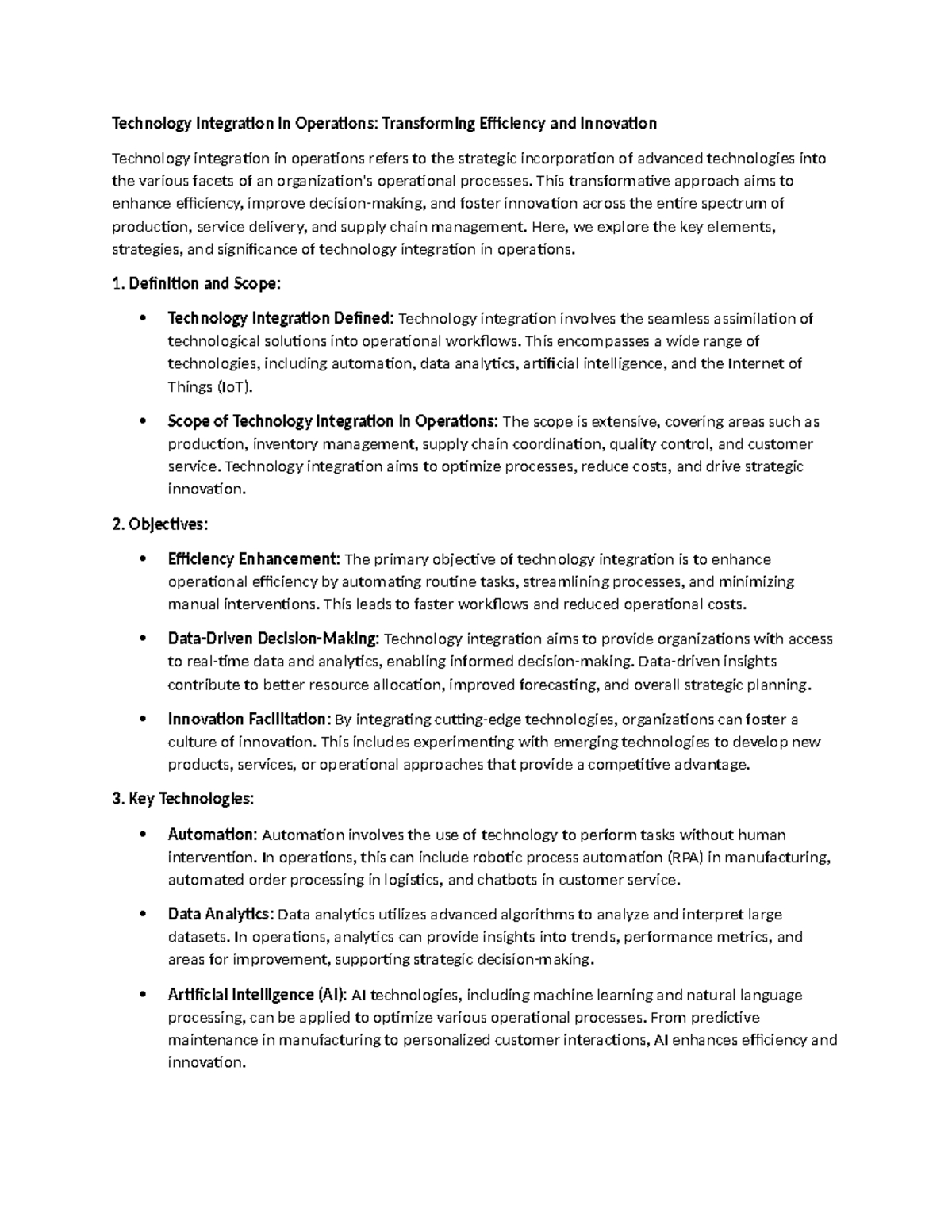 Technology Integration in Operations - This transformative approach ...