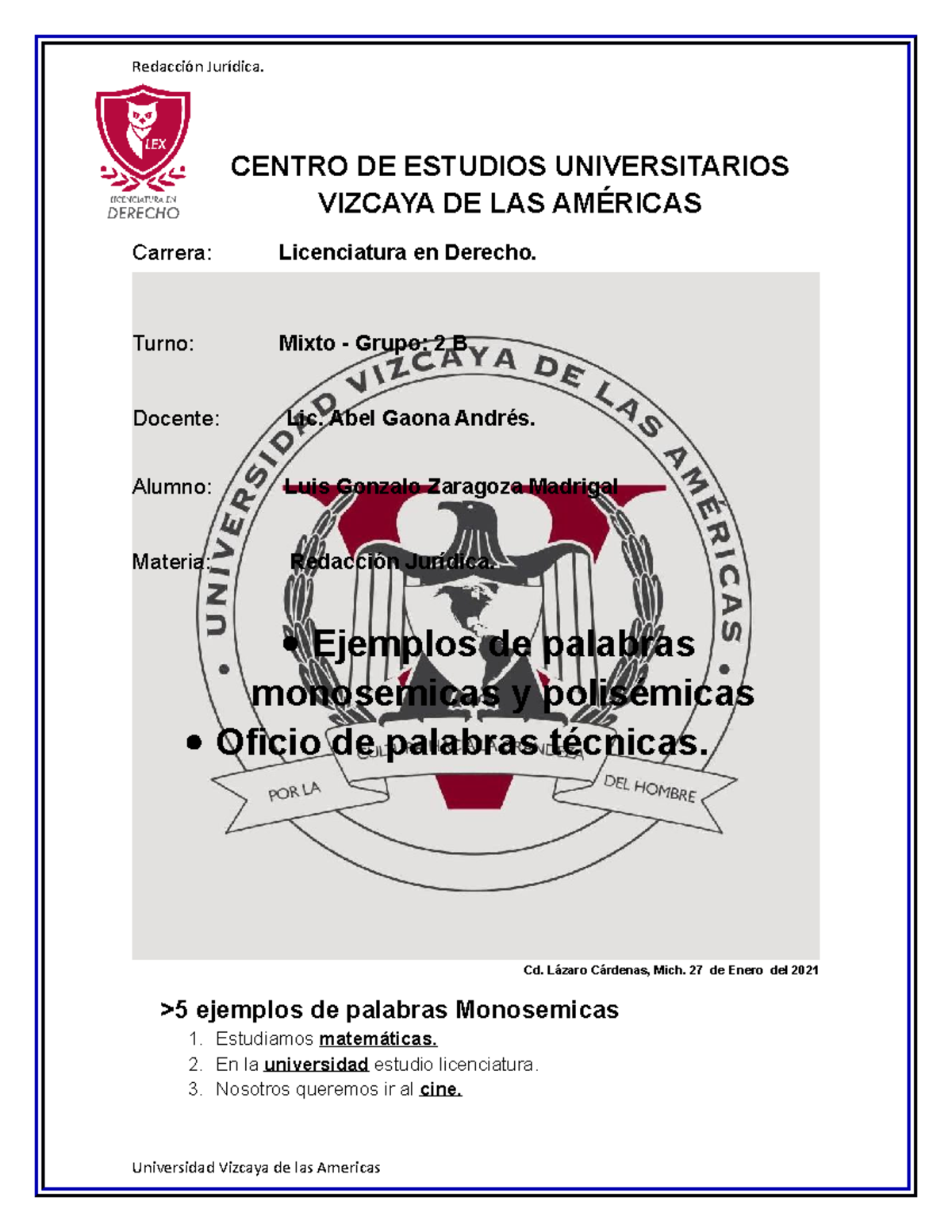 Ejemplos de monosemia,polisemia y oficio tecnico - Redacción Jurídica ...