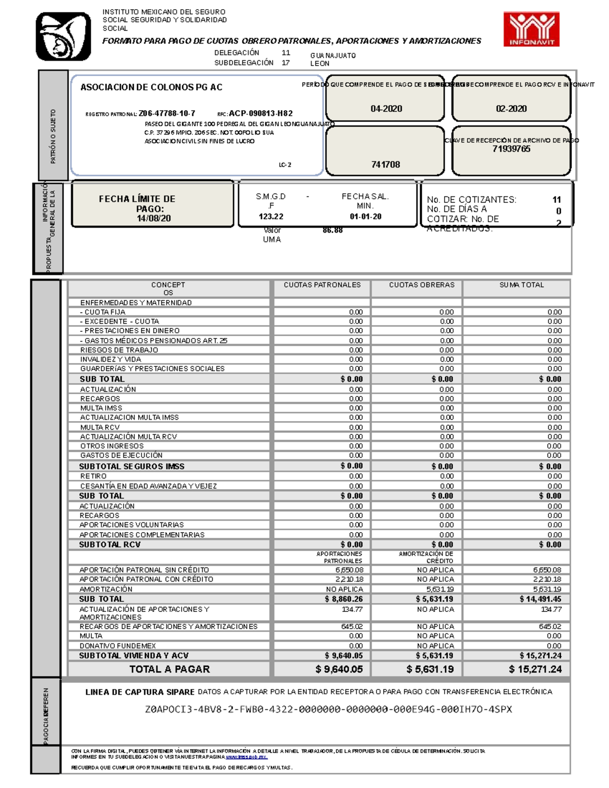 14AGO IMSS Linea PAGO - formato imss - CLAVE DE RECEPCIÓN DE ARCHIVO DE ...