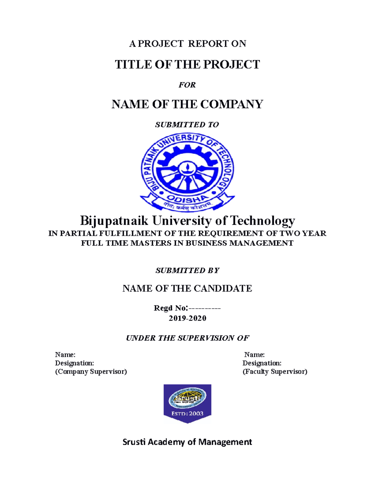 SIP Poject Guide - same as usual - A PROJECT REPORT ON TITLE OF THE ...