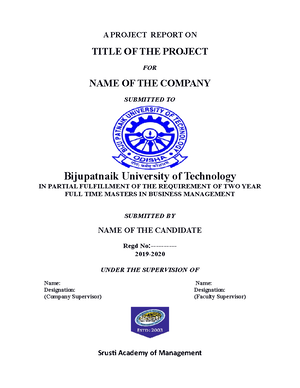 SIP Project template final Revised - Summer Internship Project Report ...