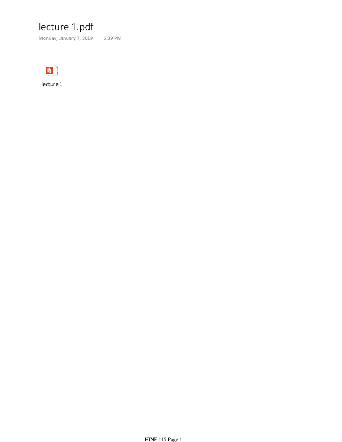 HINF 115 Lecture Notes - lecture 1 Monday, January 7, 2019 6:39 PM ...