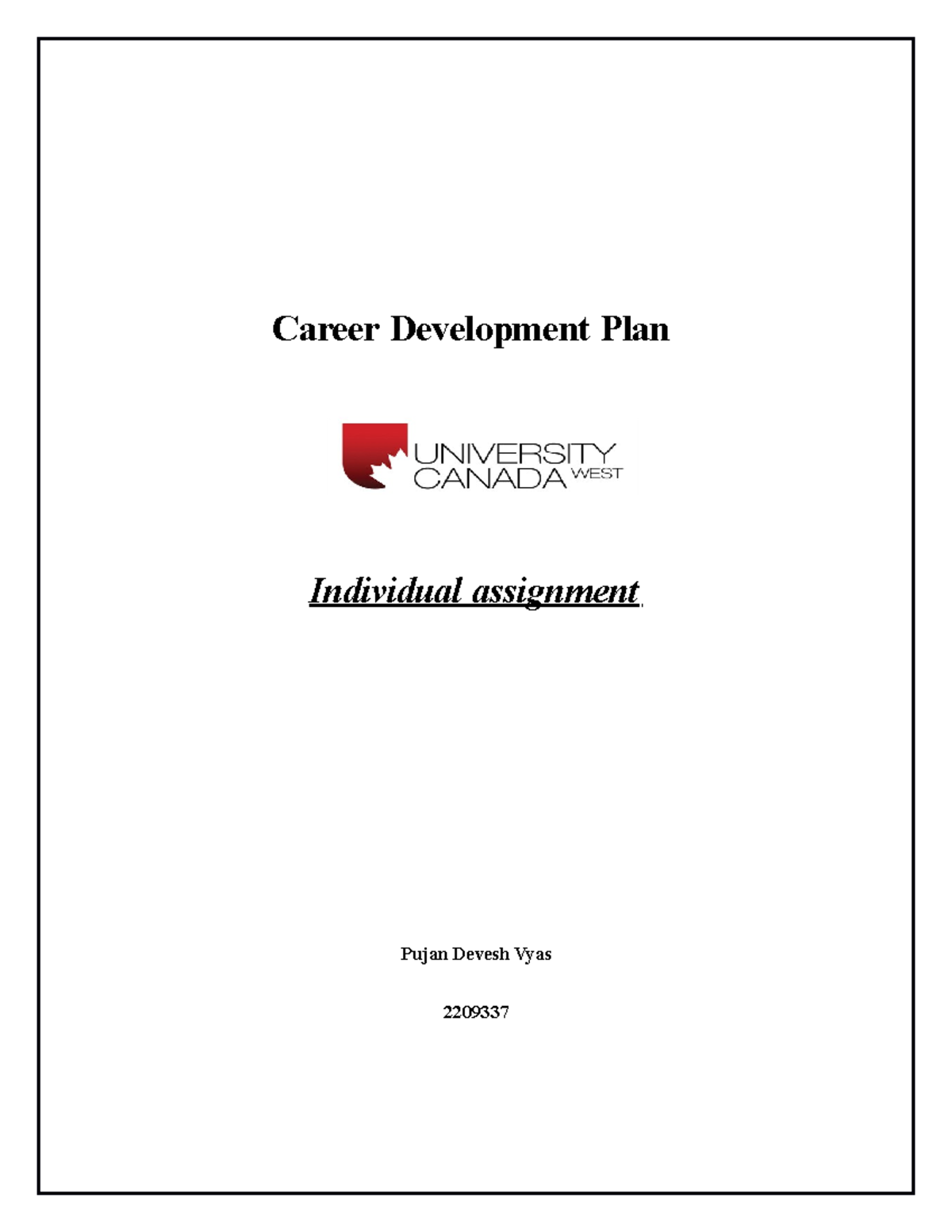 Career development plan - Vyas pujan devesh - Career Development Plan ...