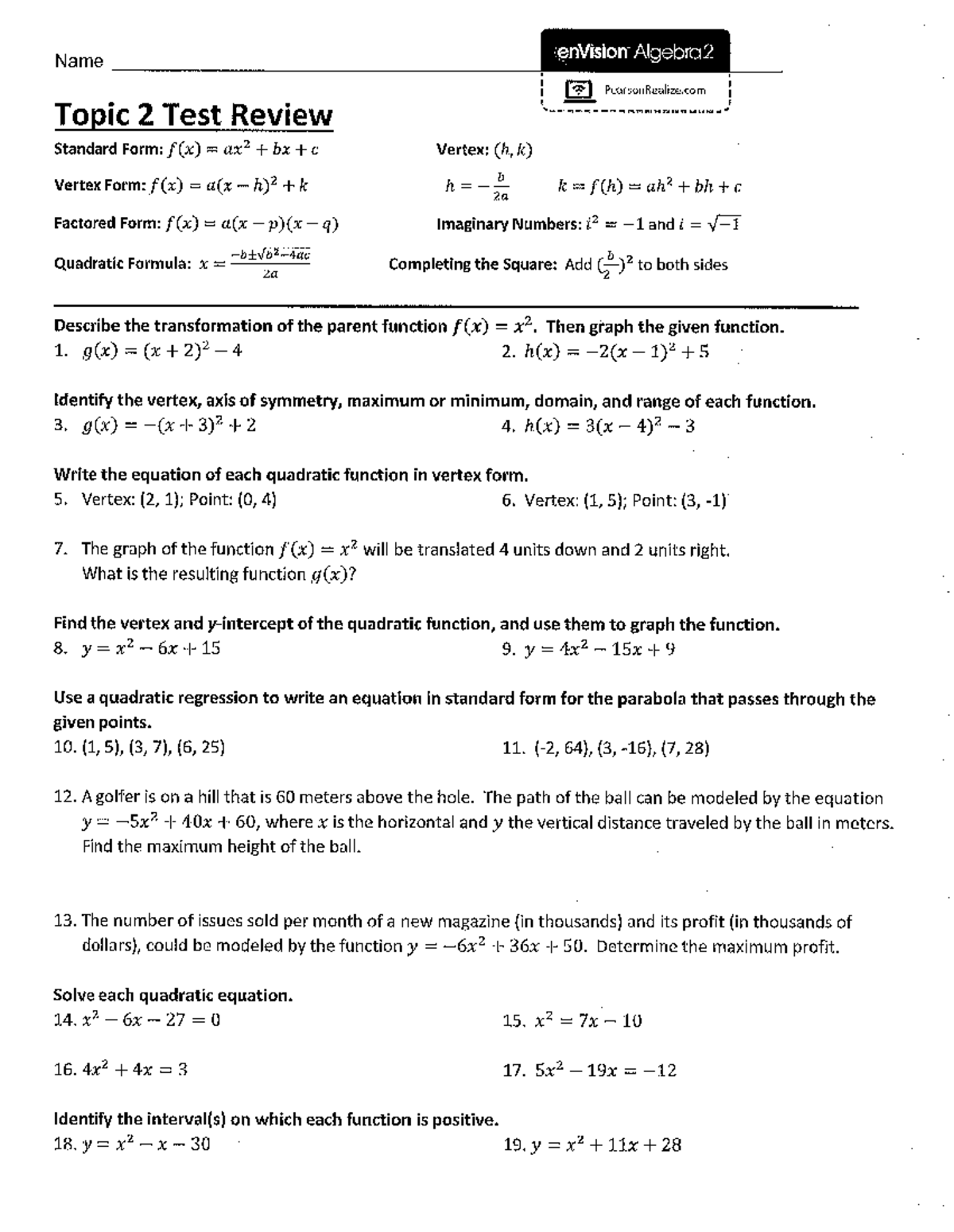 Topic 2 Exam Review - this is not very need and wont help at all - Name ...