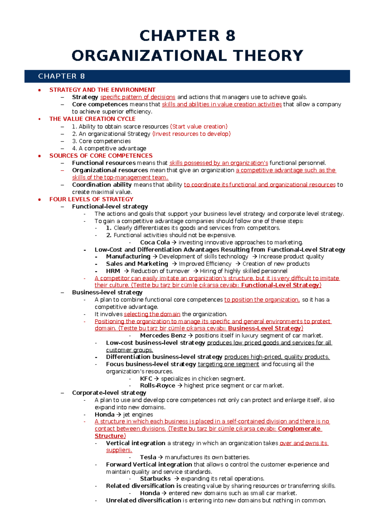 Organizational Theory - Notes 1 - CHAPTER 8 ORGANIZATIONAL THEORY ...