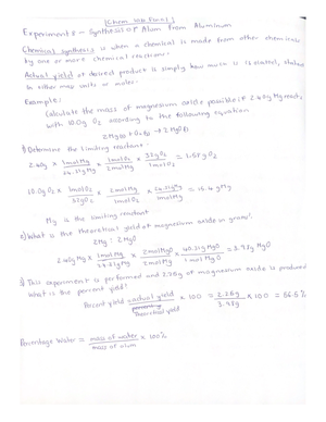 Labreport 2 - Lab report - CHE 1221L - Experiment 1: Methods for the ...