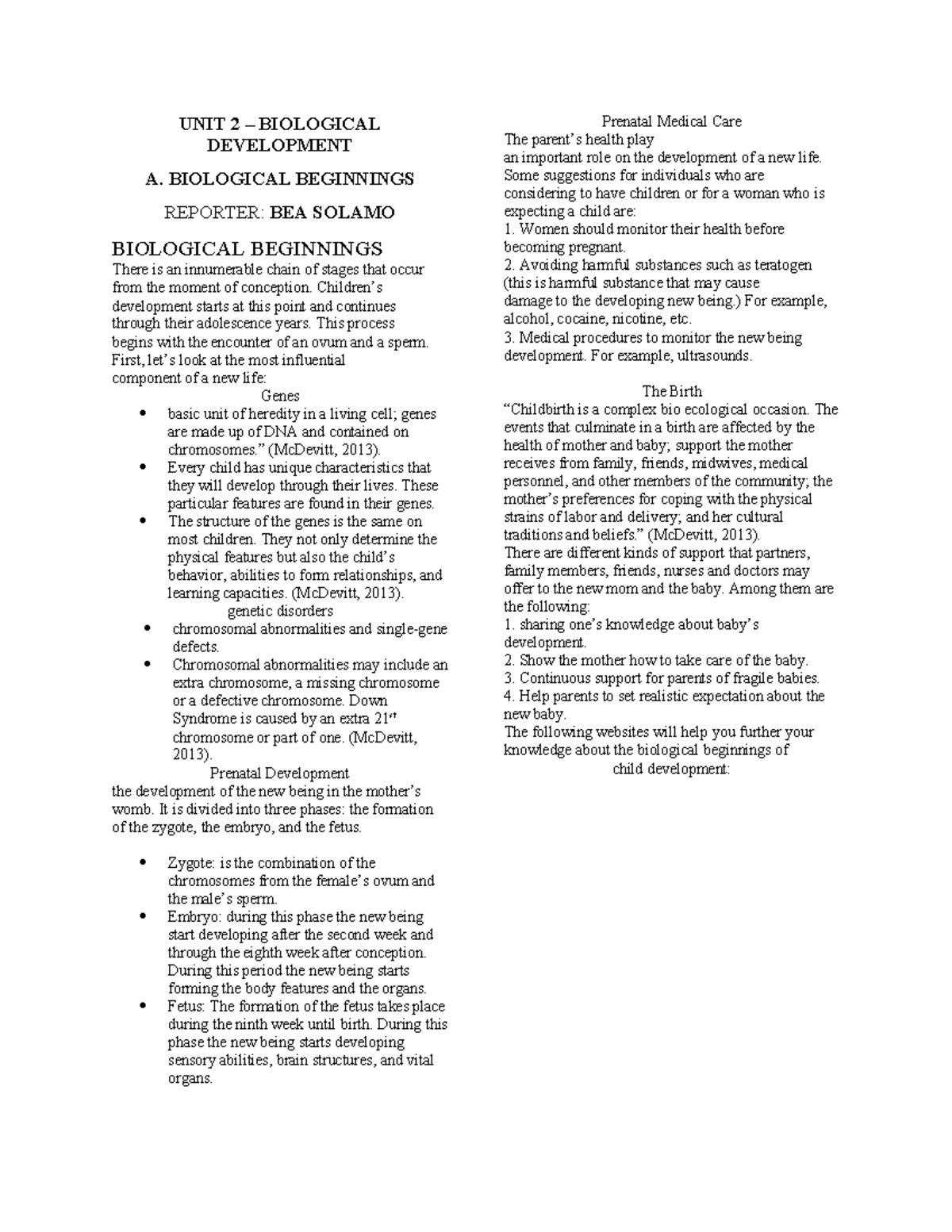 UNIT 2 PED 100 - iust d9 ut - UNIT 2 – BIOLOGICAL DEVELOPMENT A ...