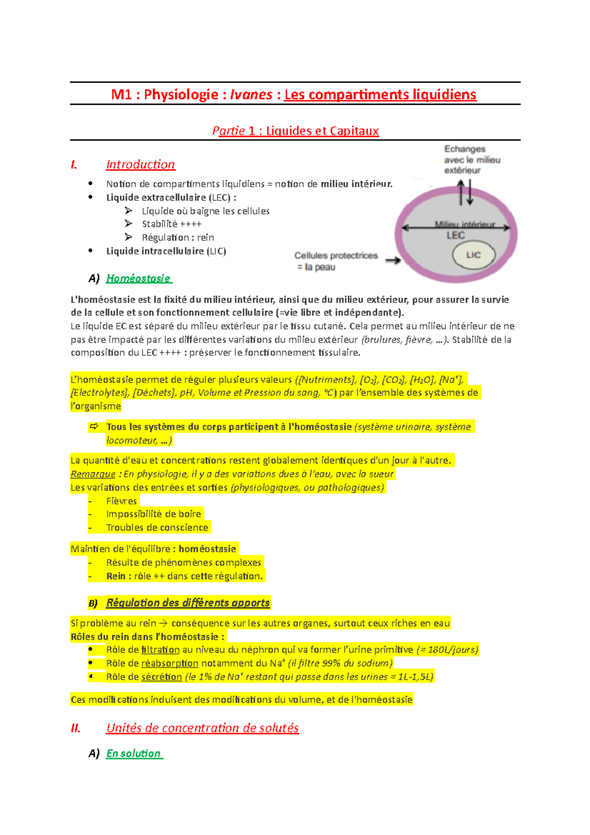 M1 Compartiments liquidiens - M1 : Physiologie : Ivanes : Les ...