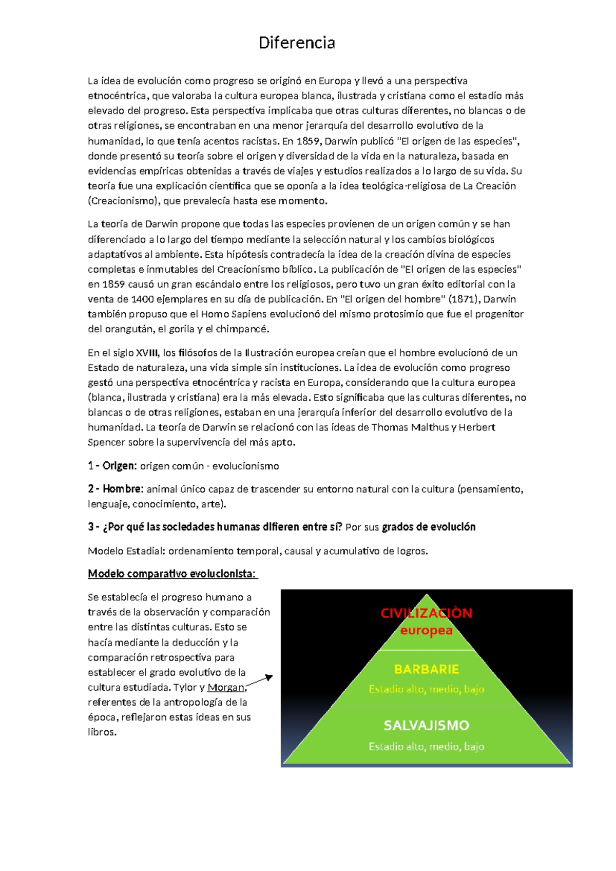 Antro resumen - buena materia - La idea de evolución como progreso se ...