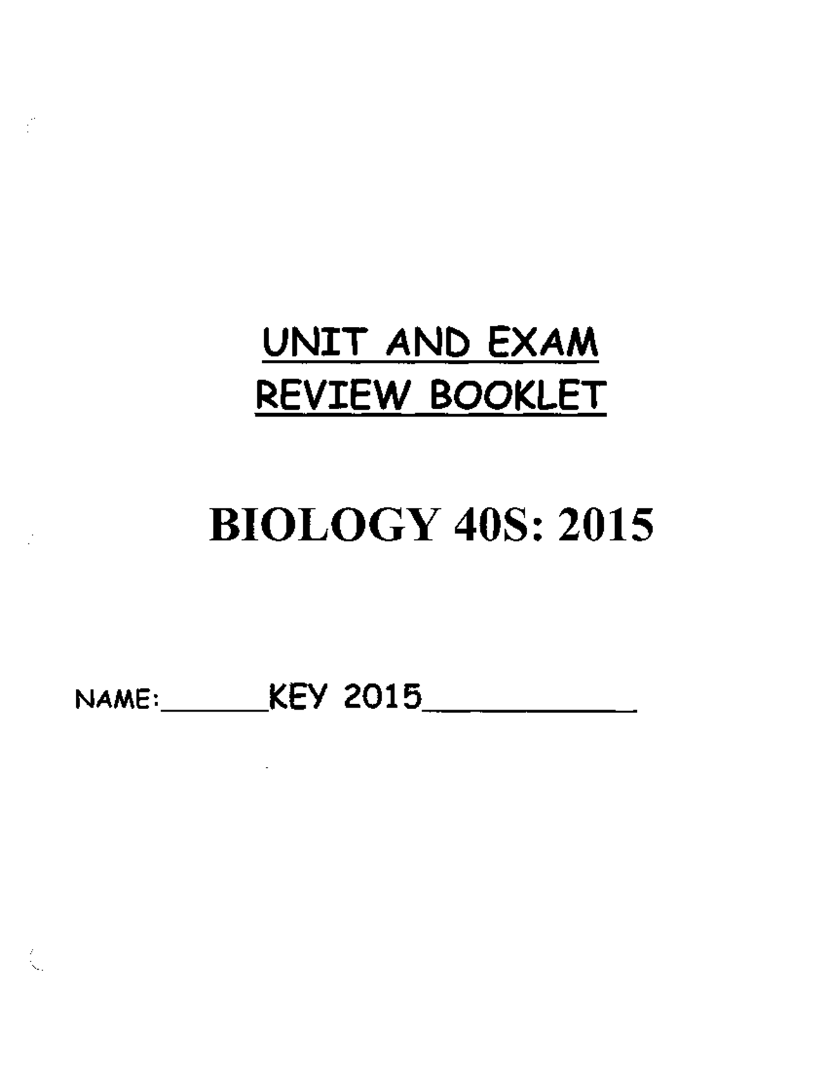 Grade 12 Biology Review Full Answer Key - UNIT AND EXAM REVIEW BOOKLET ...