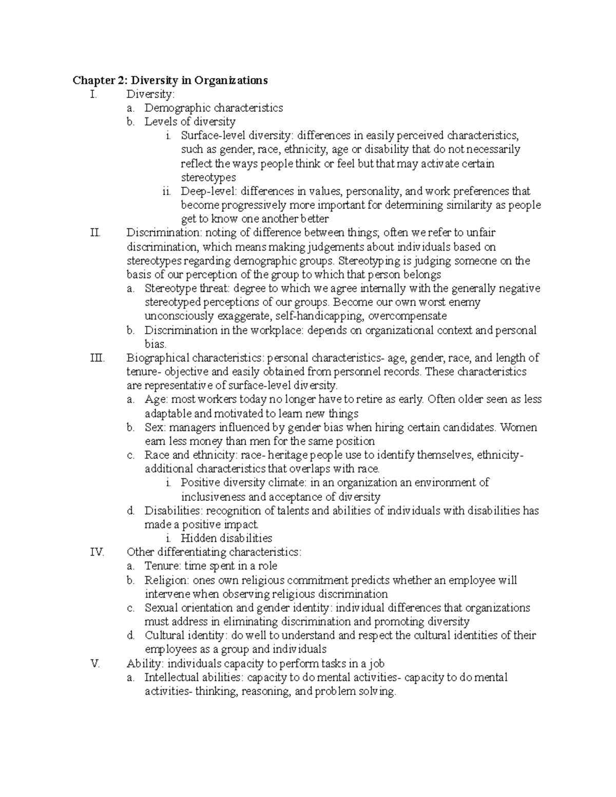 Chapter 2 - Organizational Behavior - Chapter 2: Diversity in ...