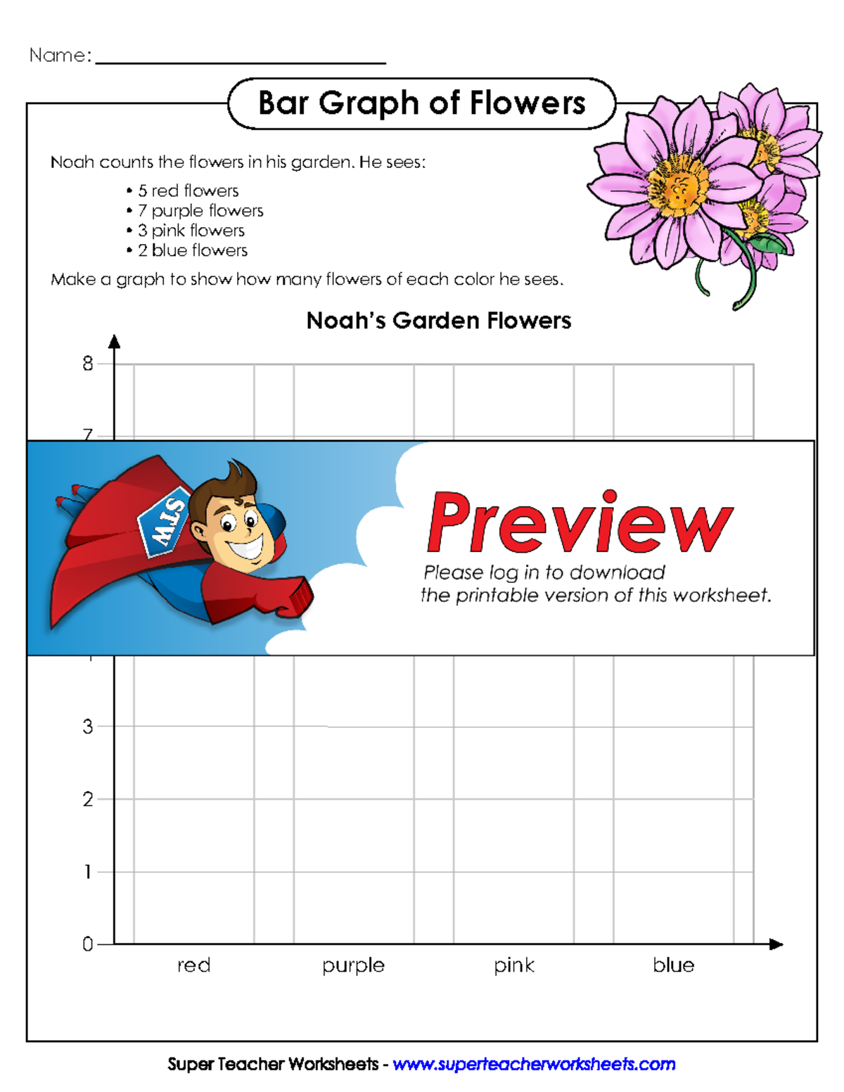 Bar-graph-simple-8 - Bar Graph of Flowers Name: Noah counts the flowers ...