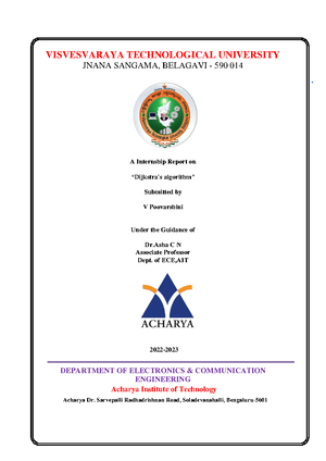 Internship Report Final - VISVESVARAYA TECHNOLOGICAL UNIVERSITY ...