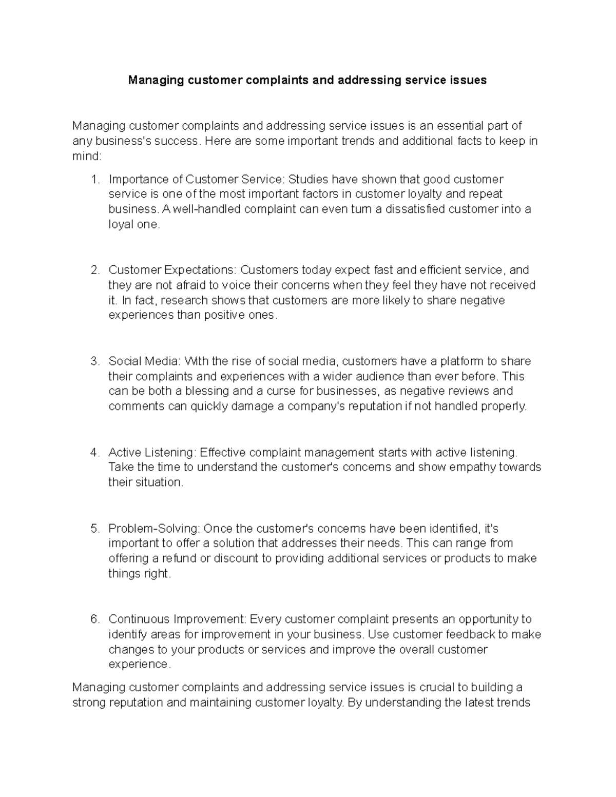 Managing customer complaints and addressing service issues - Here are ...